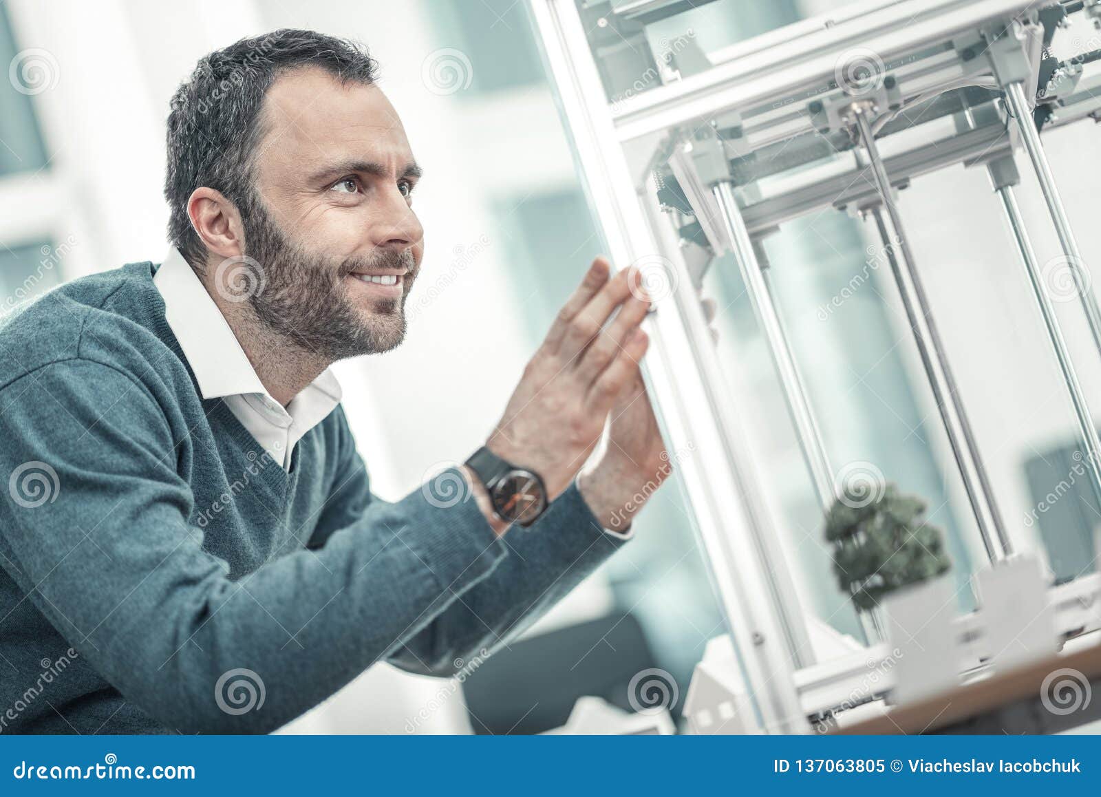 Smart Male Technician Working with Modern Technology Stock Image ...