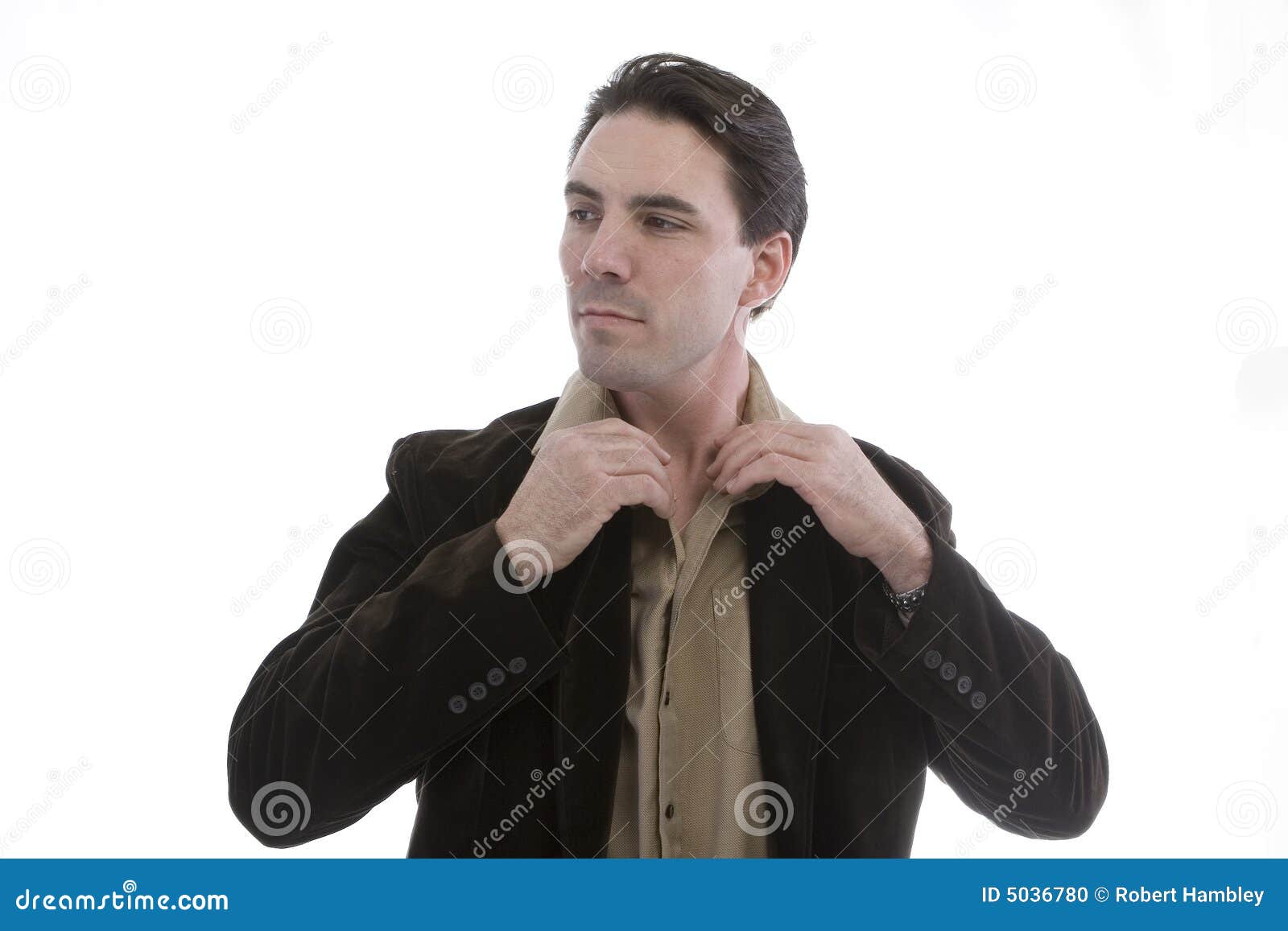 Smart man adjusting collar stock photo. Image of adult - 5036780