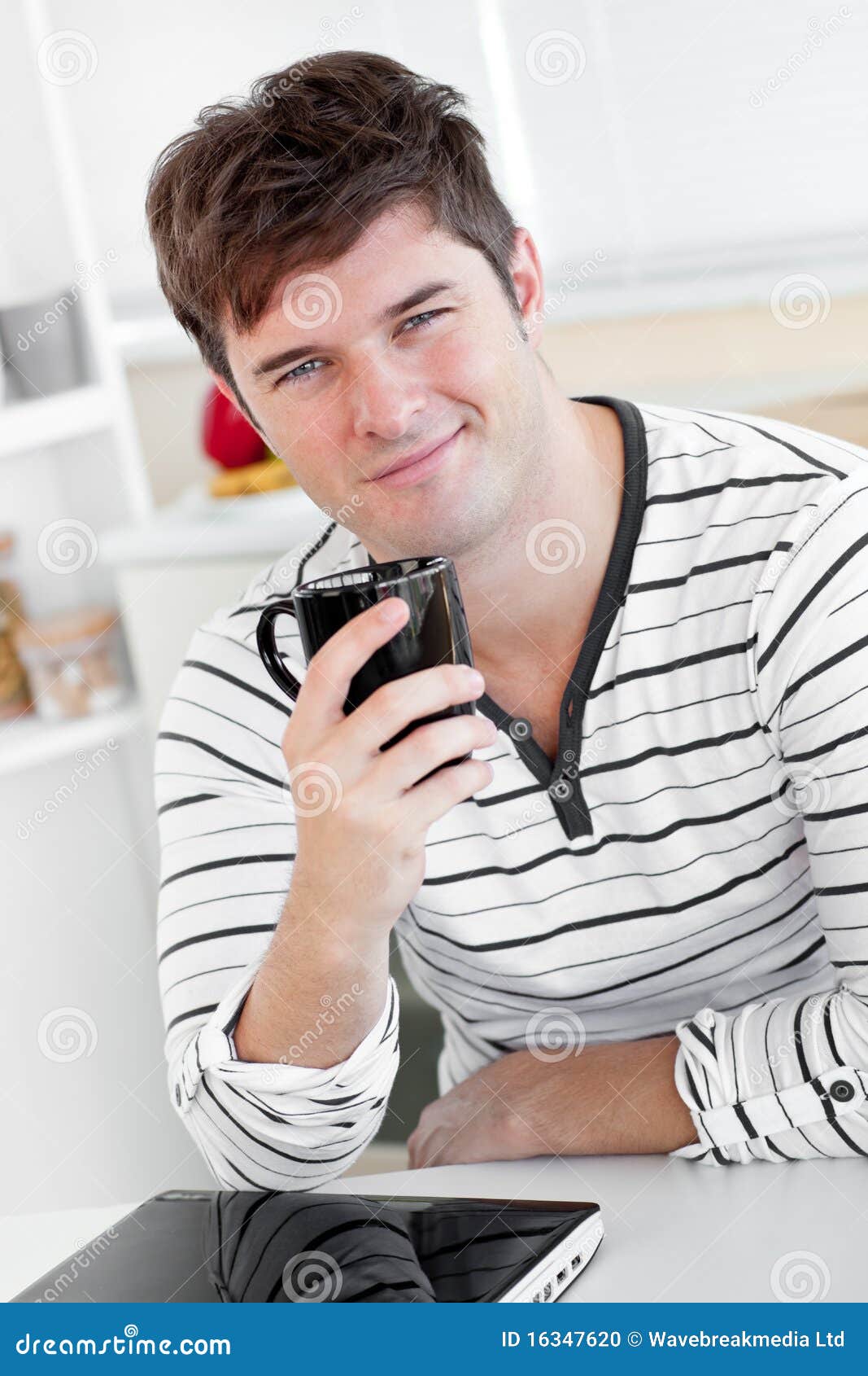 Smart Man Holding a Cup of Coffeeable I Stock Photo - Image of kitchen ...
