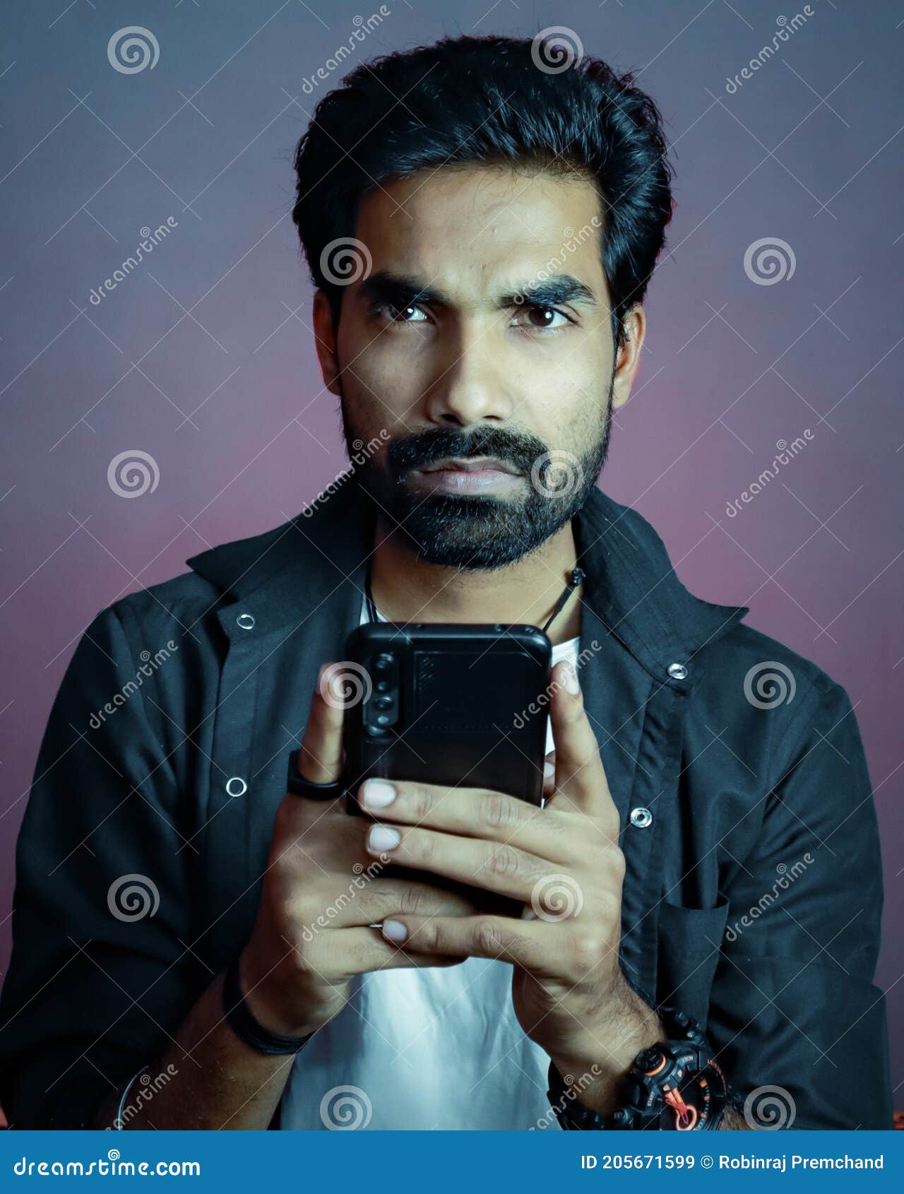 Smart Man Holding Smartphone Stock Image - Image of clothing, male ...