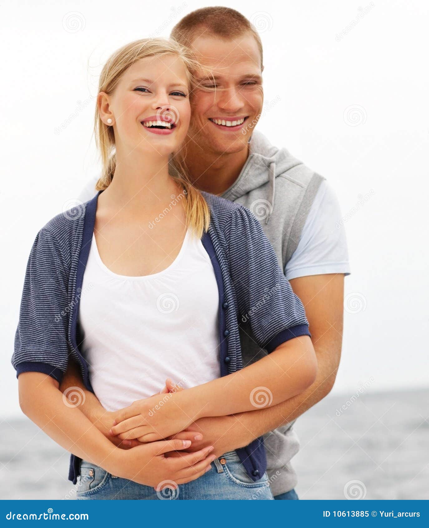 Smart Man Hugging His Girlfriend, Outdoors Stock Image - Image of hands ...