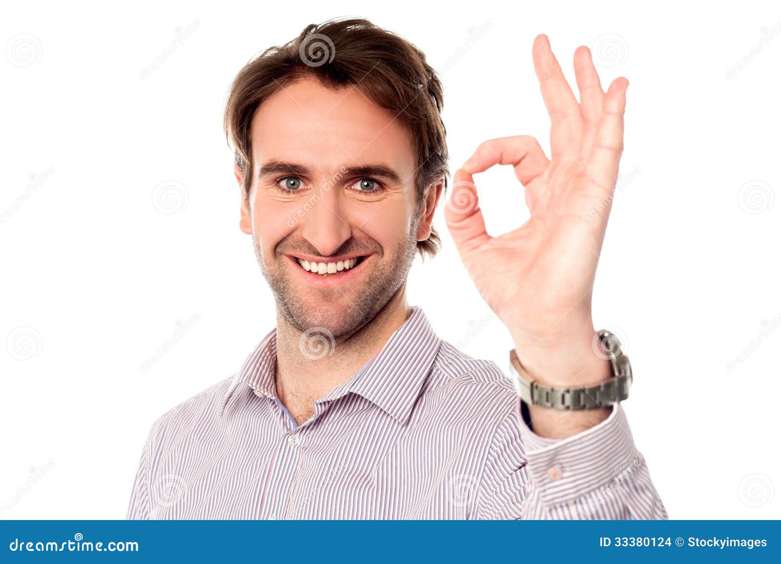 Smart Man Showing Okay Sign Stock Photo - Image of cheerful, expression ...