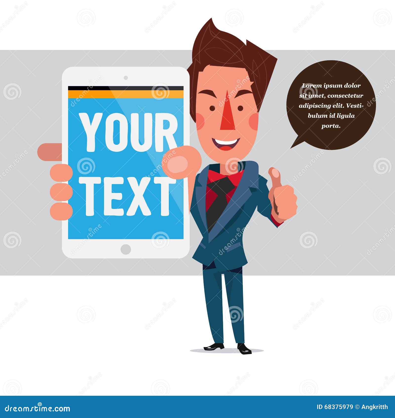 Smart man with tablet - stock illustration. Illustration of icon - 68375979