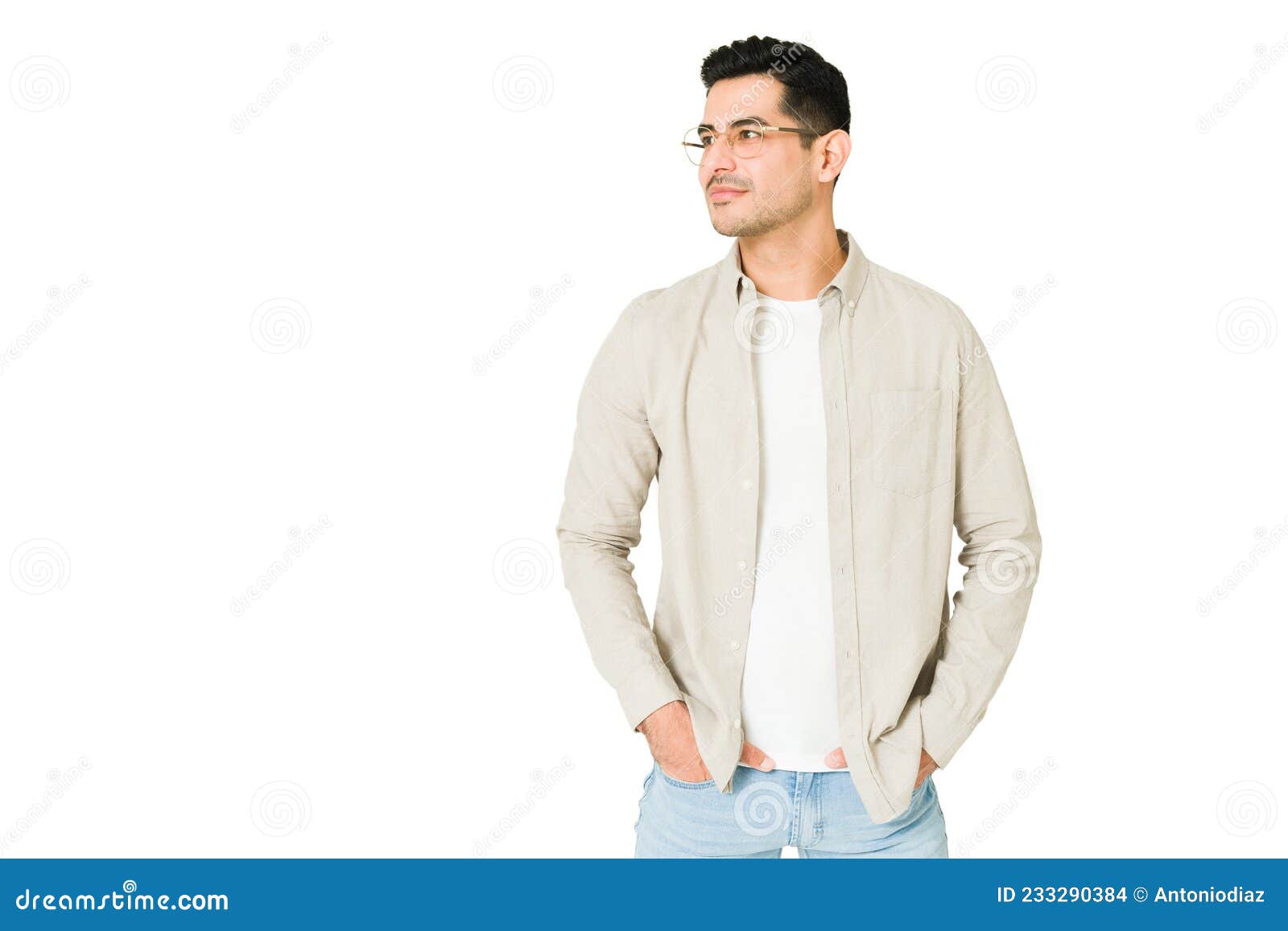 Smart Man Thinking about a New Idea Stock Photo - Image of happiness ...