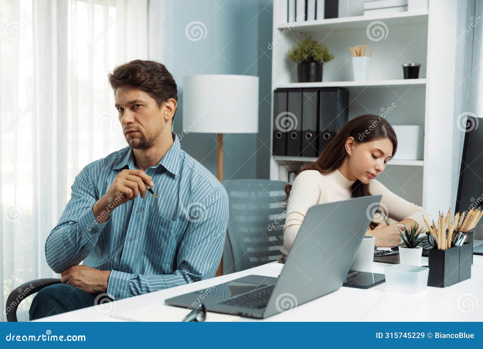 Smart Man Thinking Stressful Creative Project with Looking at Camera ...