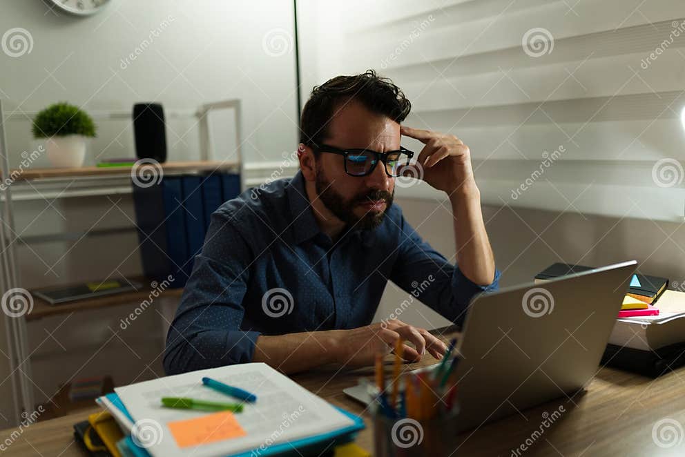 Smart Man Thinking about Work Problems Stock Image - Image of lifestyle ...