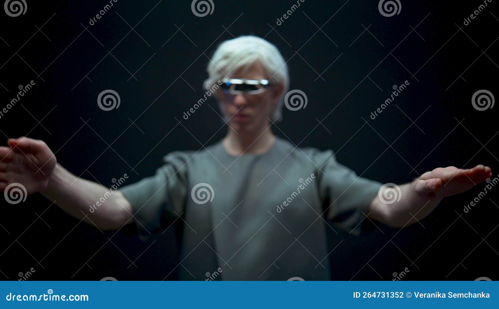 Smart Man Typing Virtual Keyboard. Futuristic Guy Touching Invisible ...