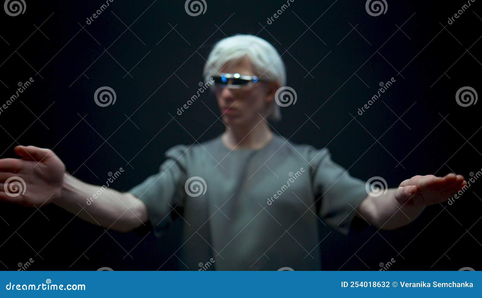 Smart Man Typing Virtual Keyboard. Futuristic Guy Touching Invisible ...