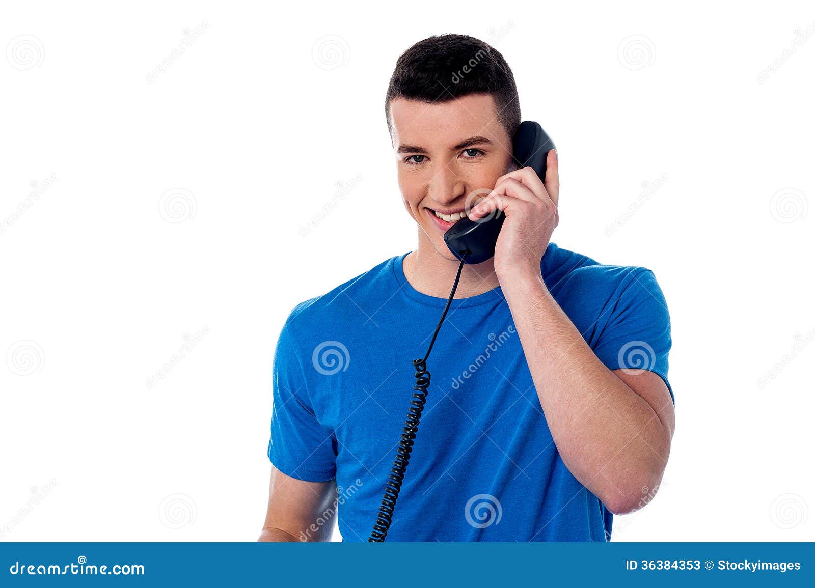 Smart man using telephone stock image. Image of network - 36384353