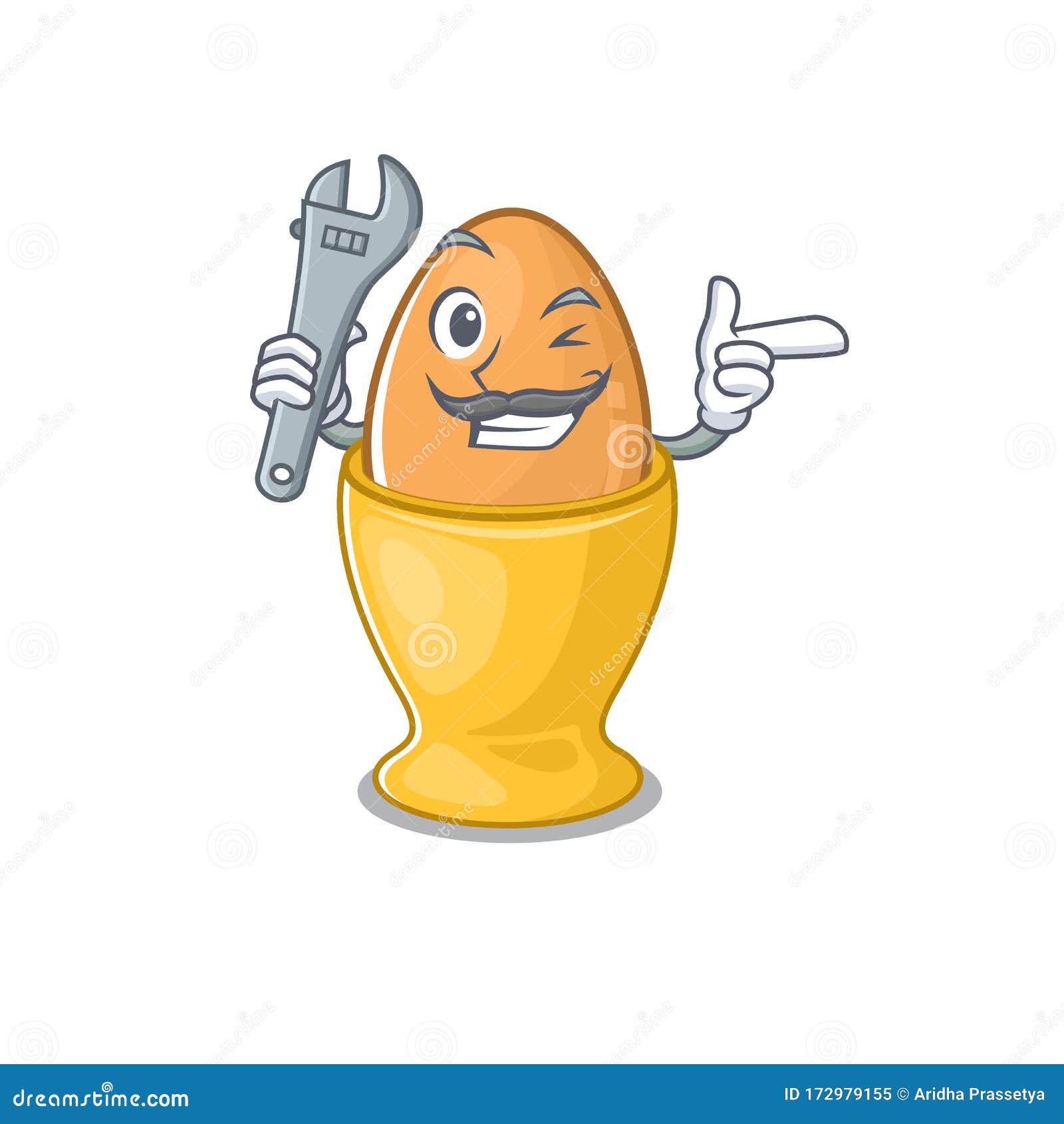 Smart Mechanic Egg Cup Cartoon Character Design Stock Vector ...