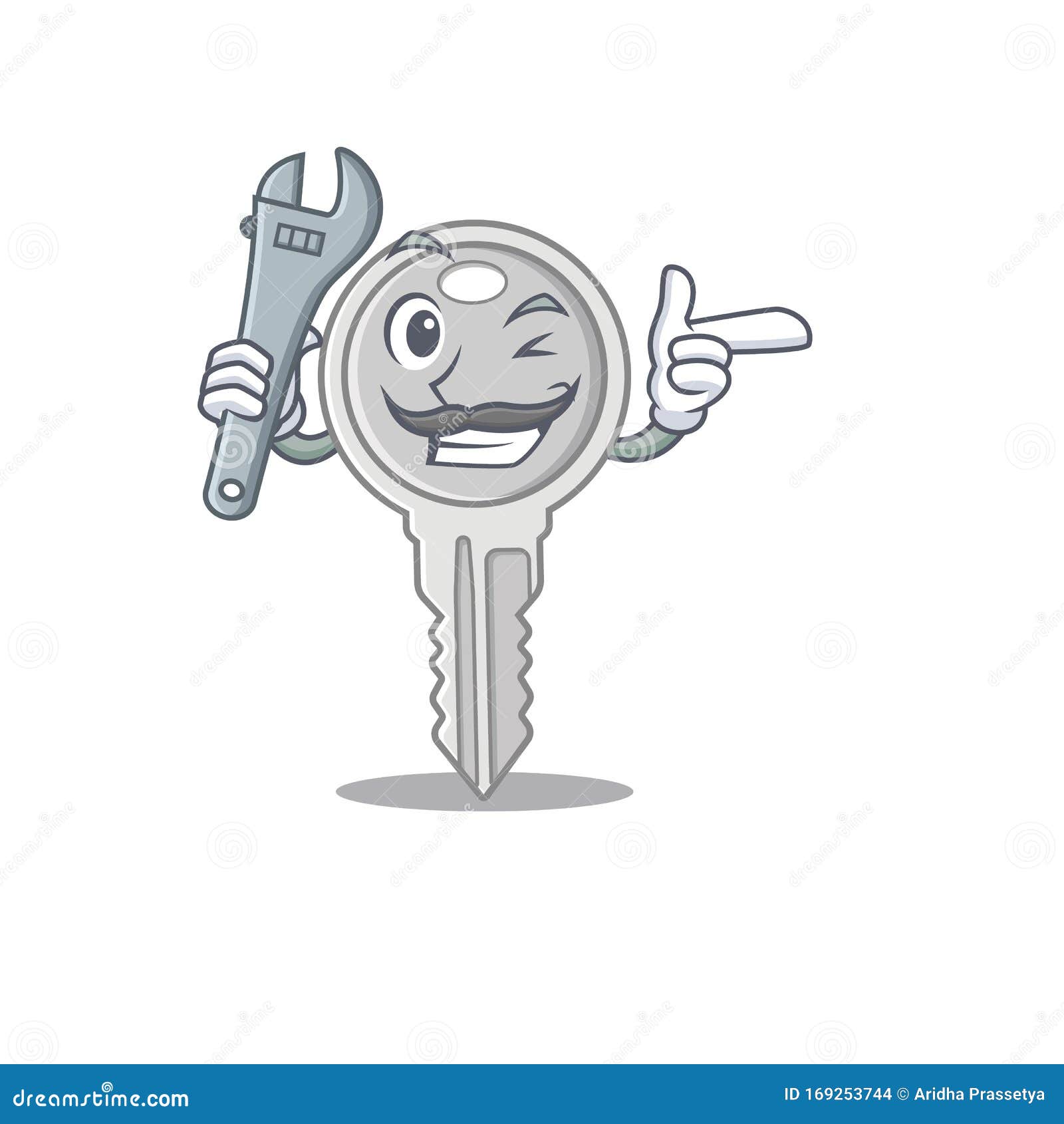 Smart Mechanic Key Cartoon Character with Design Stock Vector ...