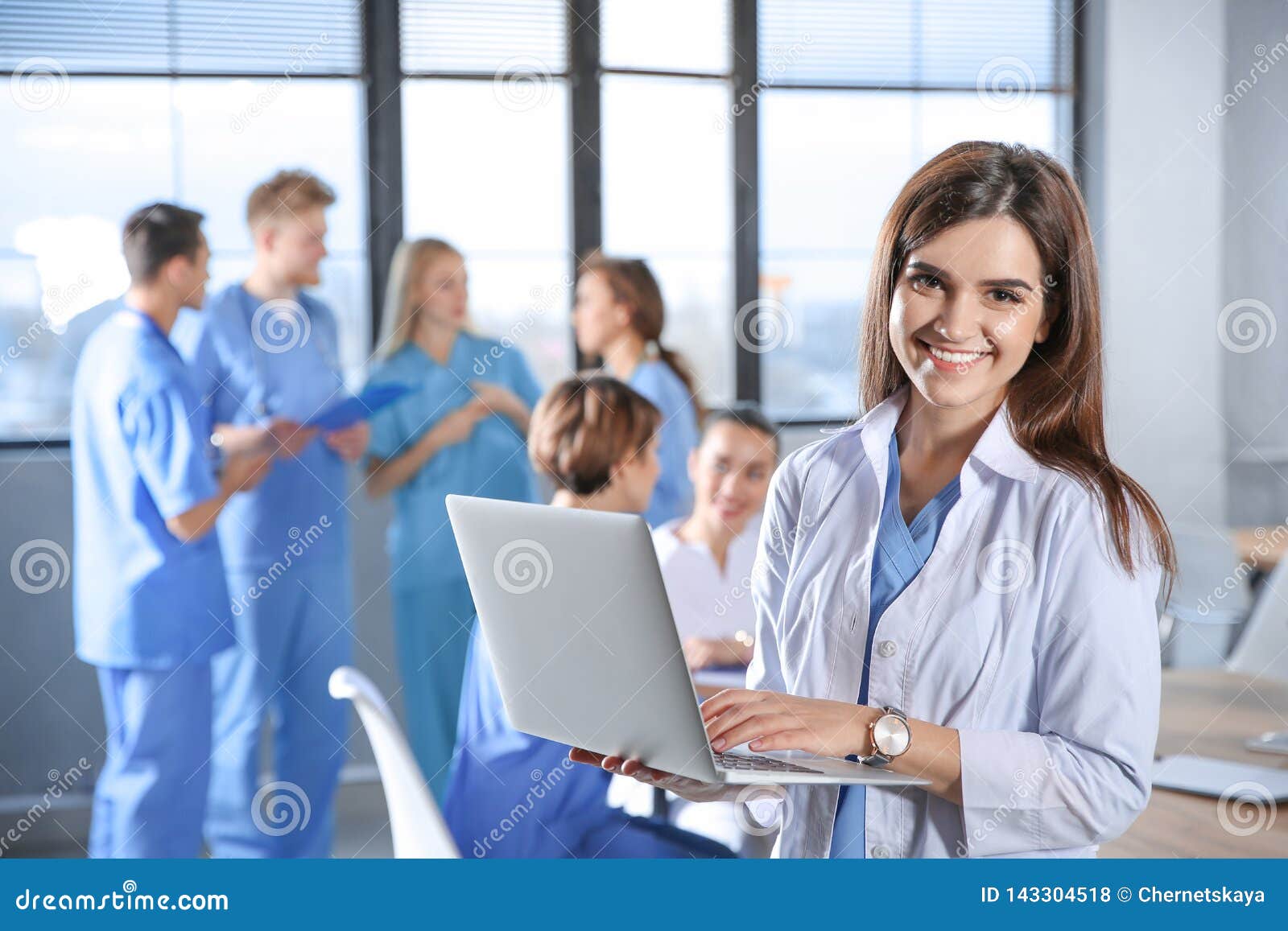 Medical Student with Her Classmates in College Stock Photo - Image of ...