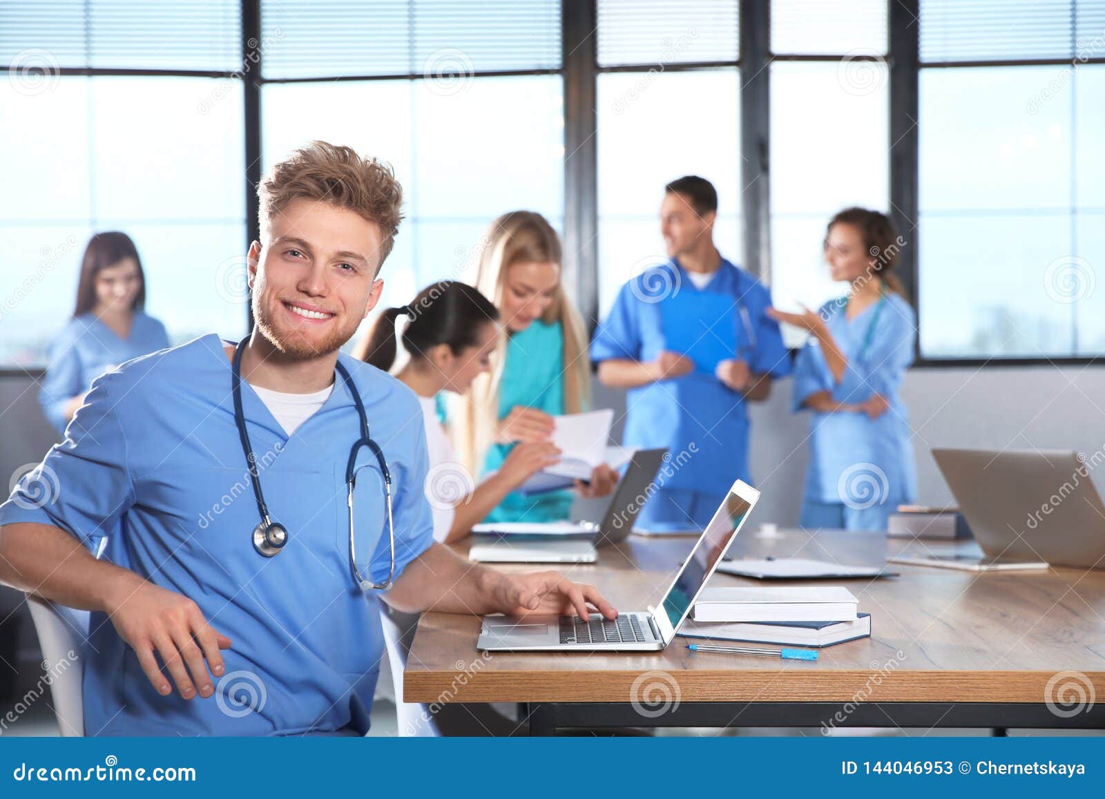 Smart Medical Student with His Classmates Stock Image - Image of doctor ...