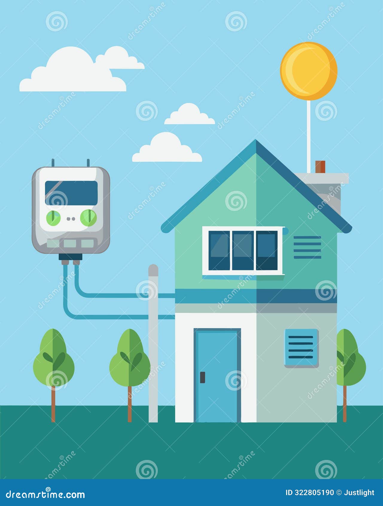 A Smart Meter Installed on the Side of a House Tracking Solar Energy ...