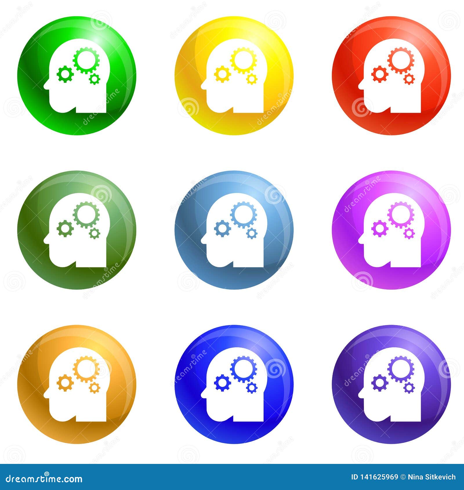 Smart Mind Gear Icons Set Vector Stock Vector - Illustration of concept ...