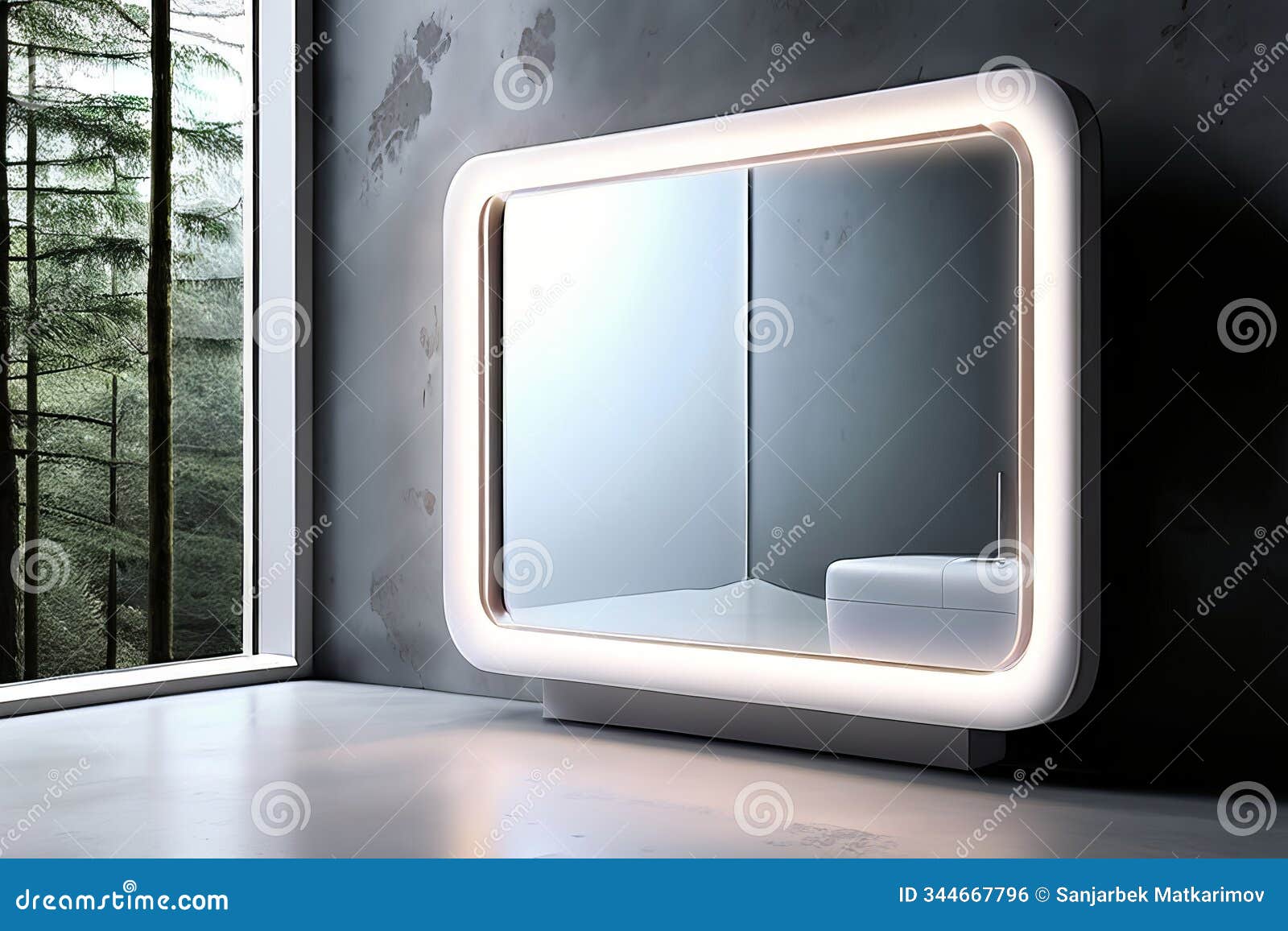 Smart Mirror a Mirror with Built in Lighting Temperature and Hum Stock ...