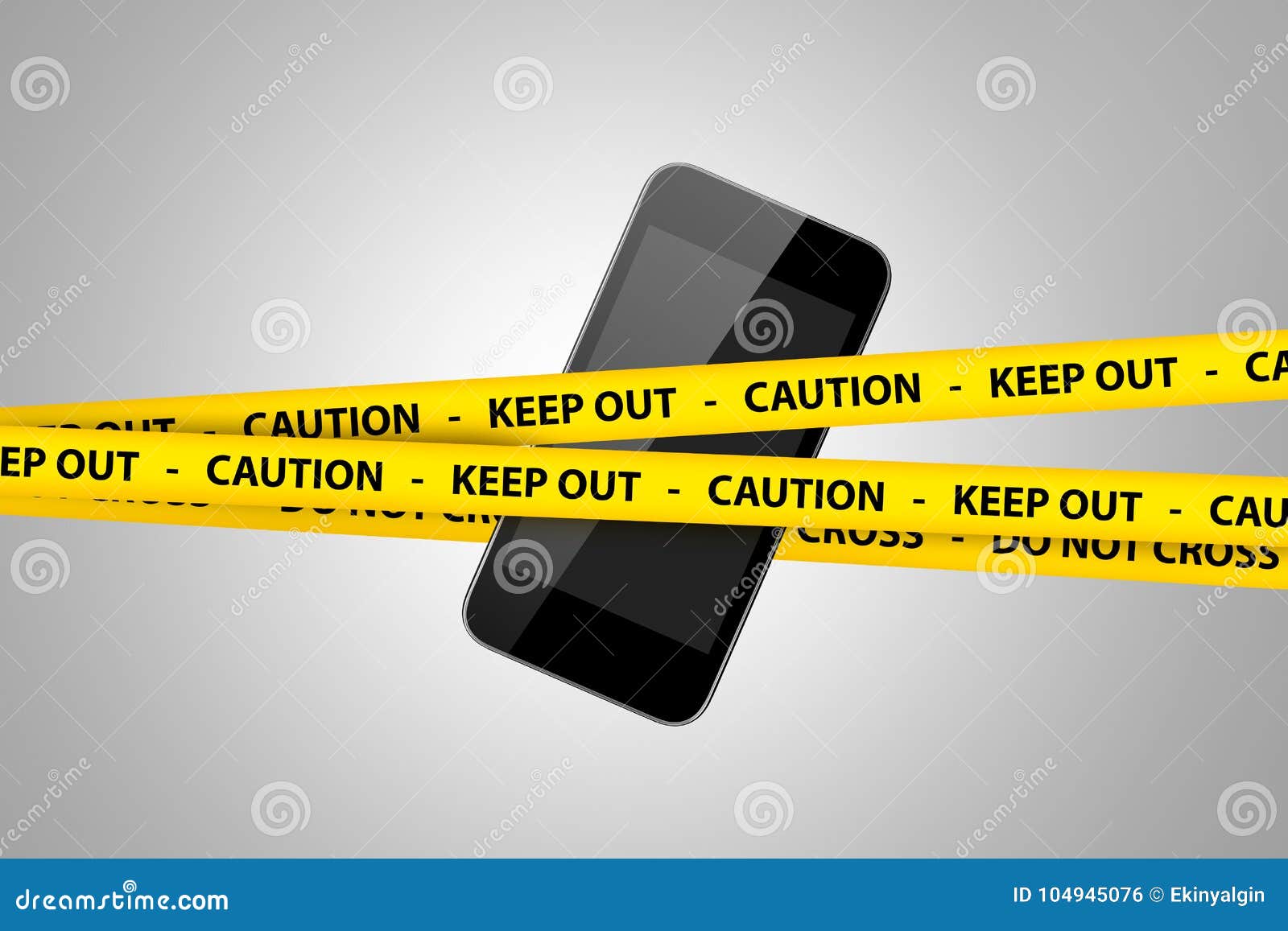 Smart Mobile Phone with Caution Tapes Stock Illustration - Illustration ...