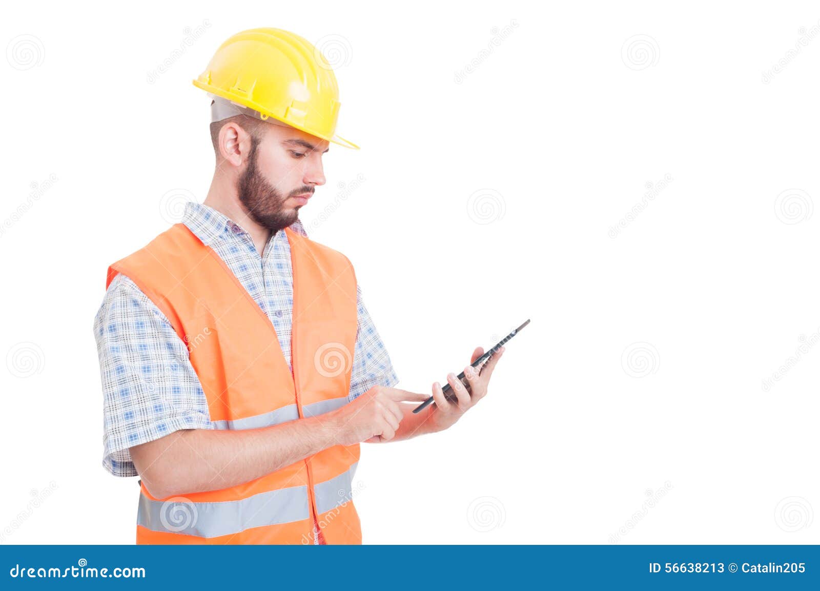 Smart and Modern Builder or Engineer Using Tablet Stock Image - Image ...