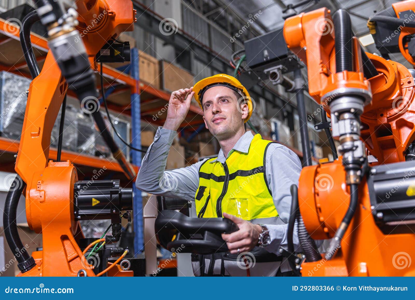 Smart Modern Engineer Male Using Modern Robot Technology. Robotic ...