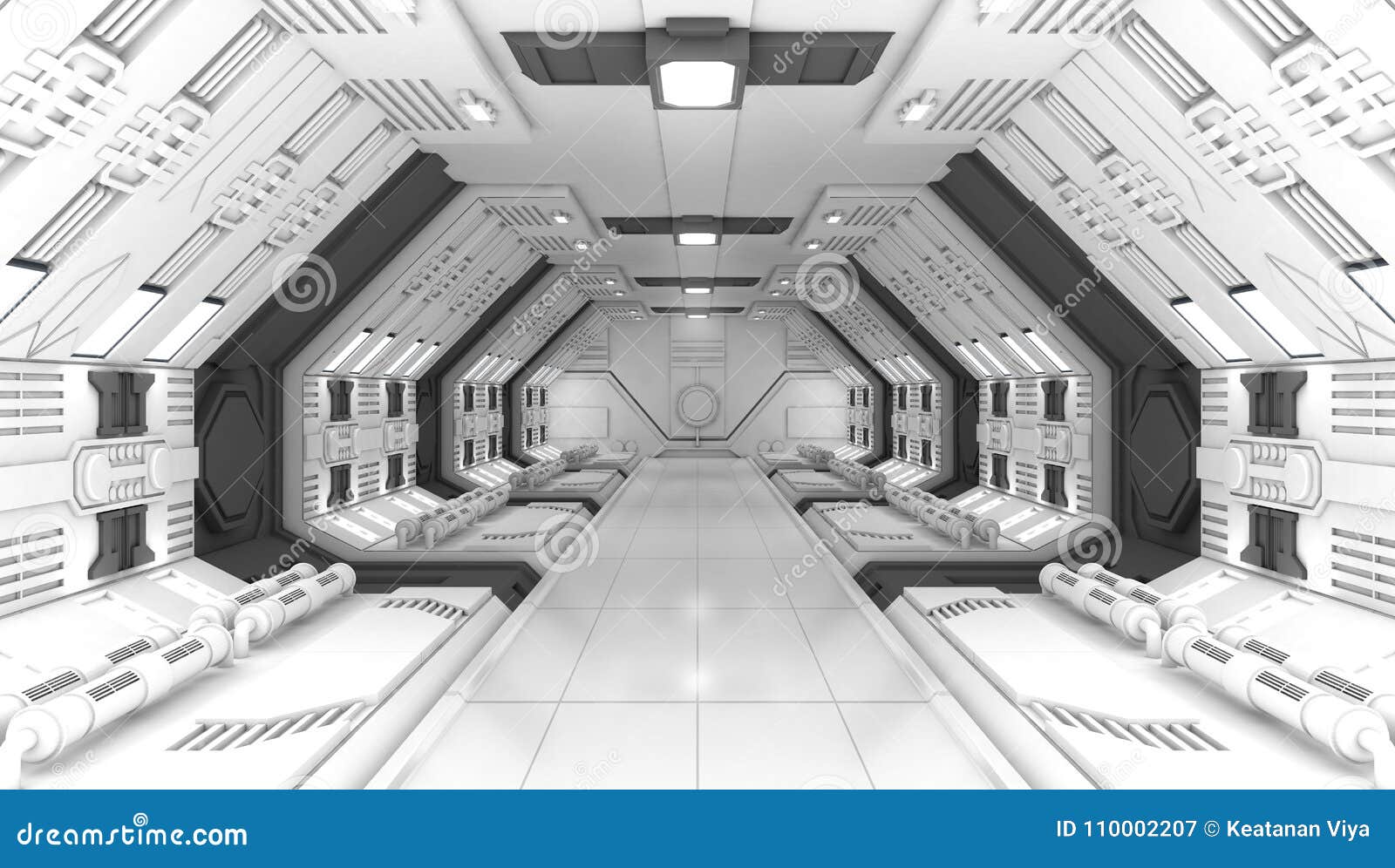 Smart Modern Future Background Sci-fi Room, White Gray Color Stock ...