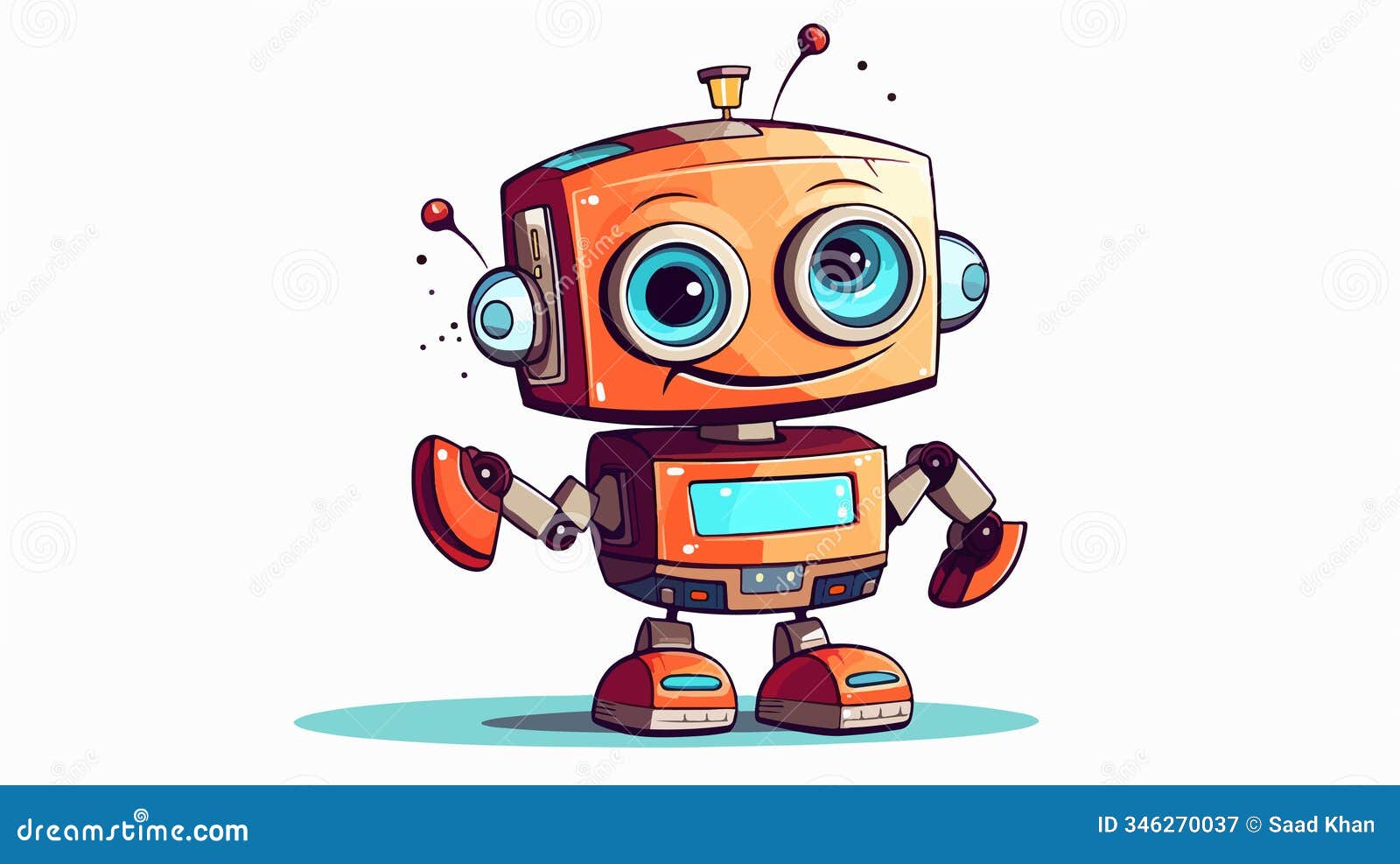 Robot Drawing On Flipchart Vector Illustration