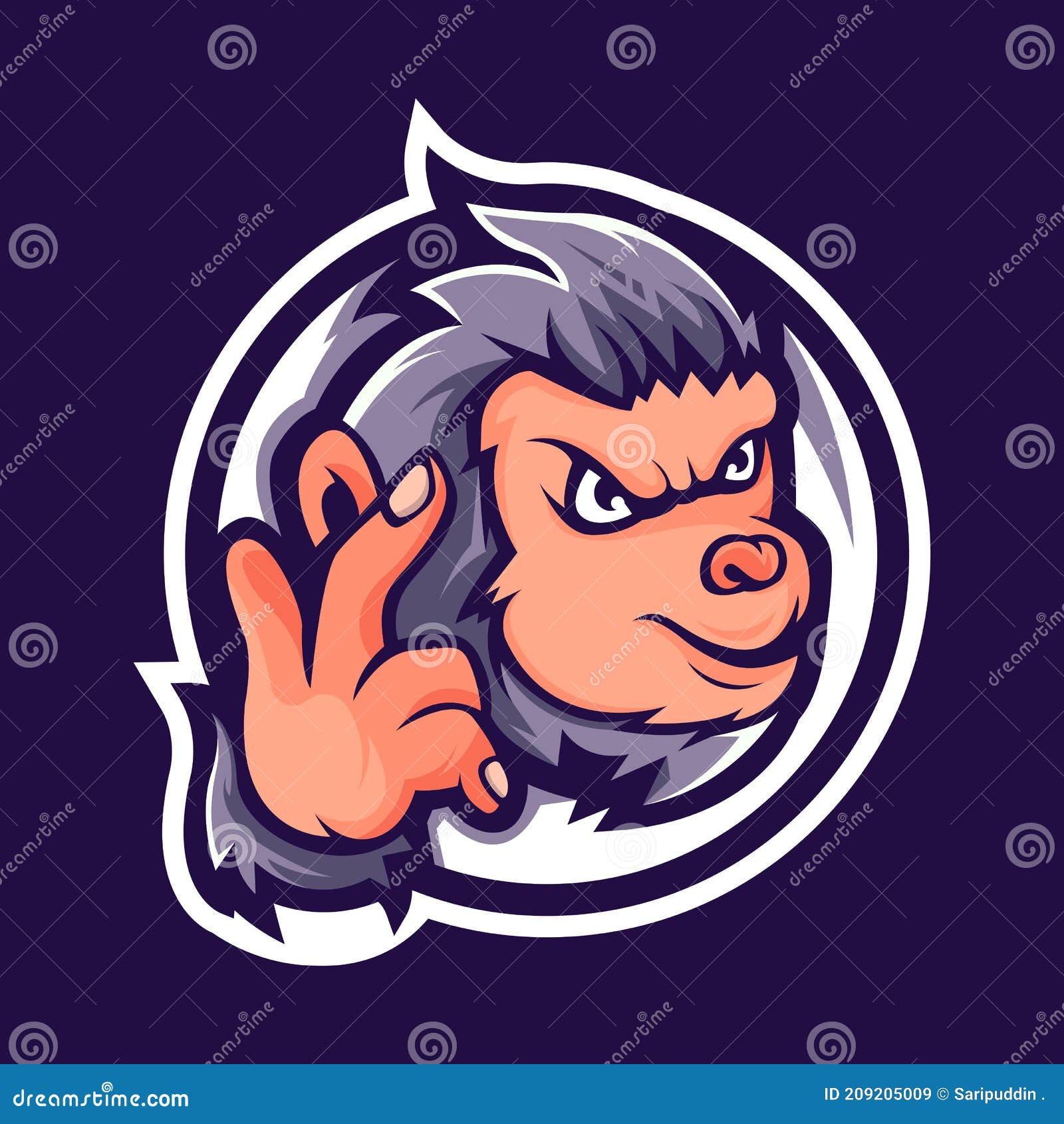 Smart monkey logo stock vector. Illustration of identity - 209205009