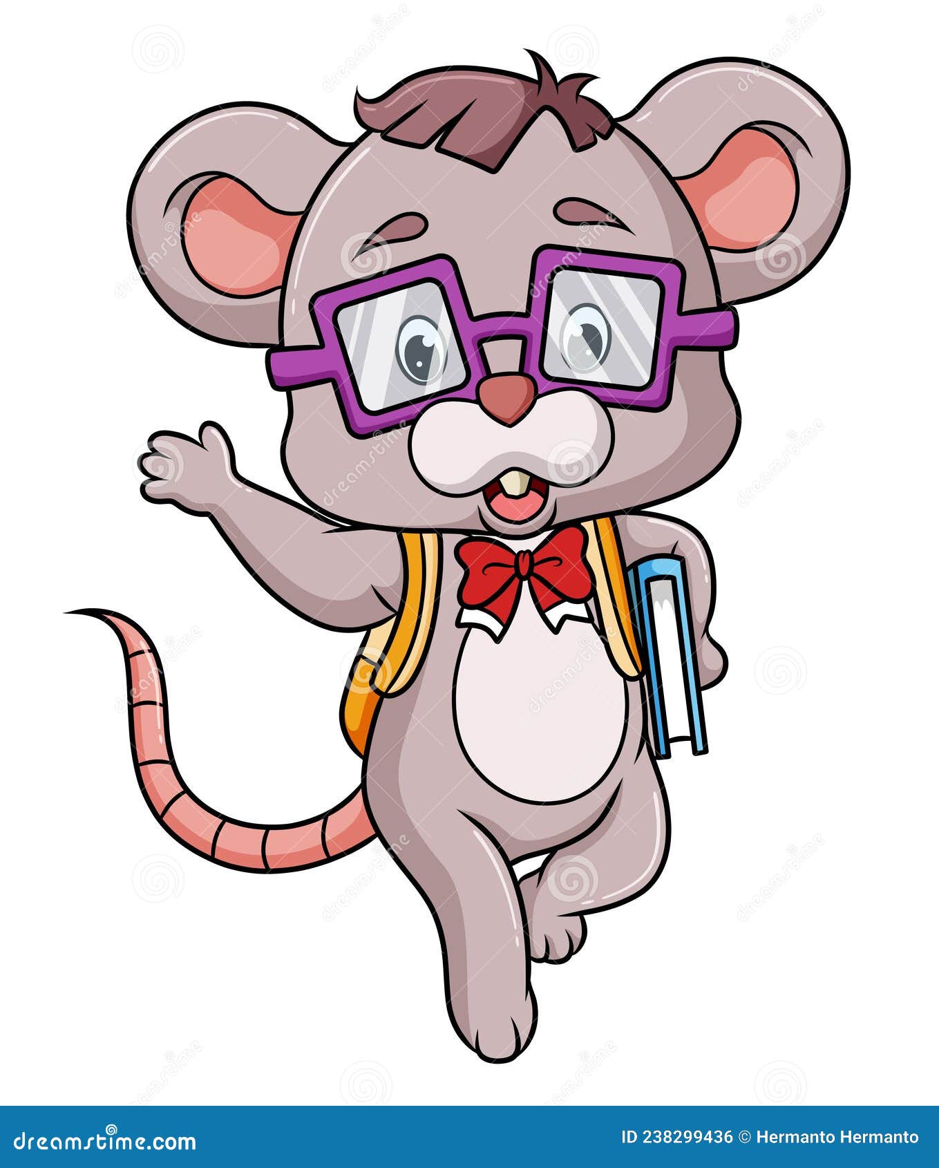 The Smart Mouse is Going To School and Waving Hand Stock Vector ...