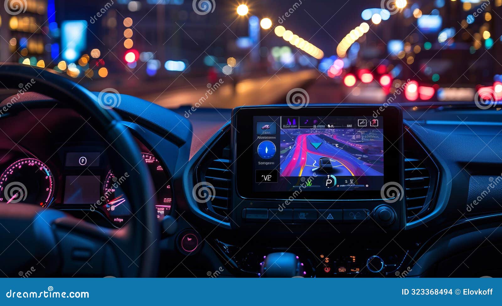 Smart Navigation Technology. GPS System on the Dashboard Stock Photo ...