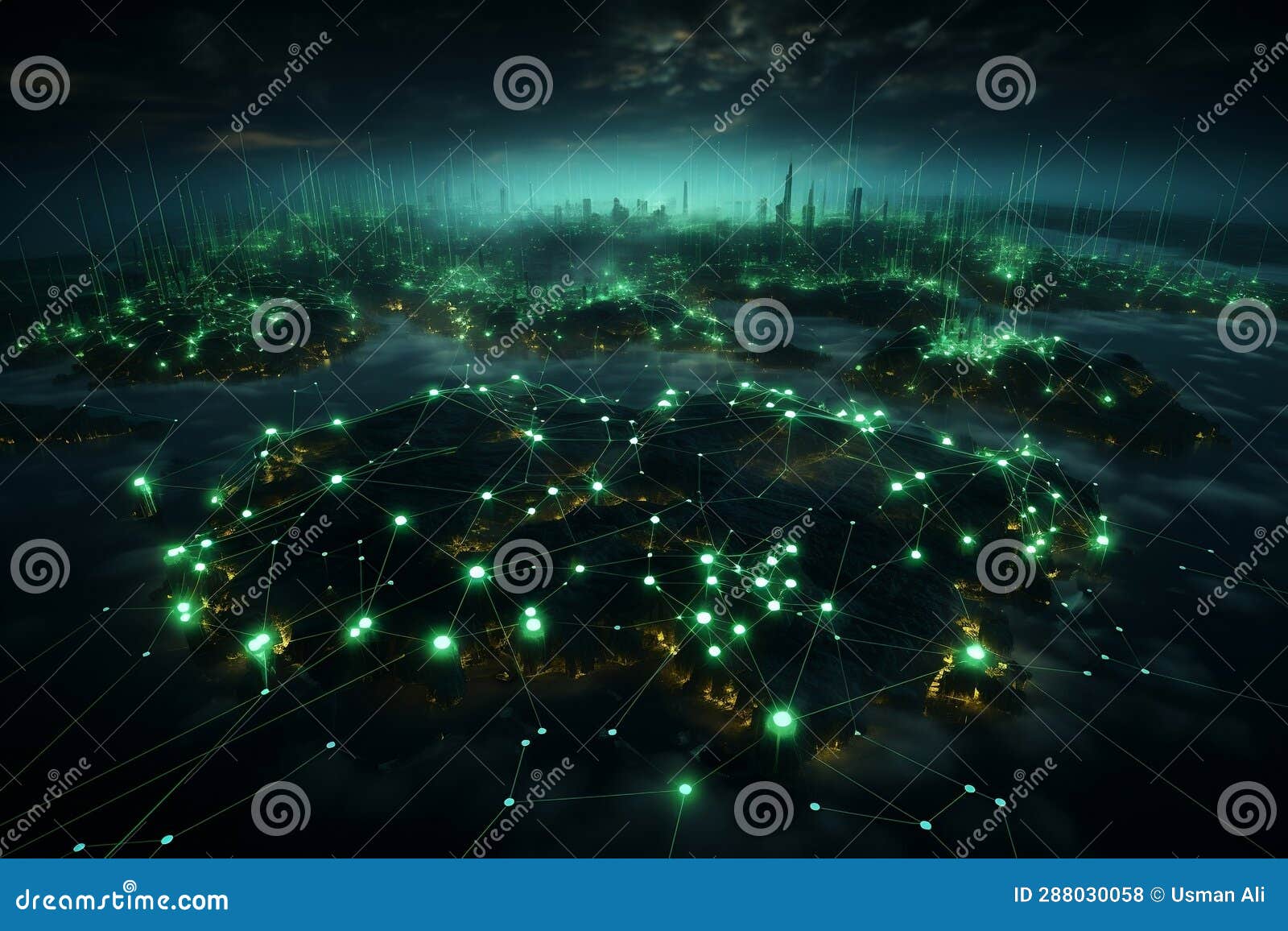 Smart Network Connecting To Digital Green Future.AI Stock Illustration ...