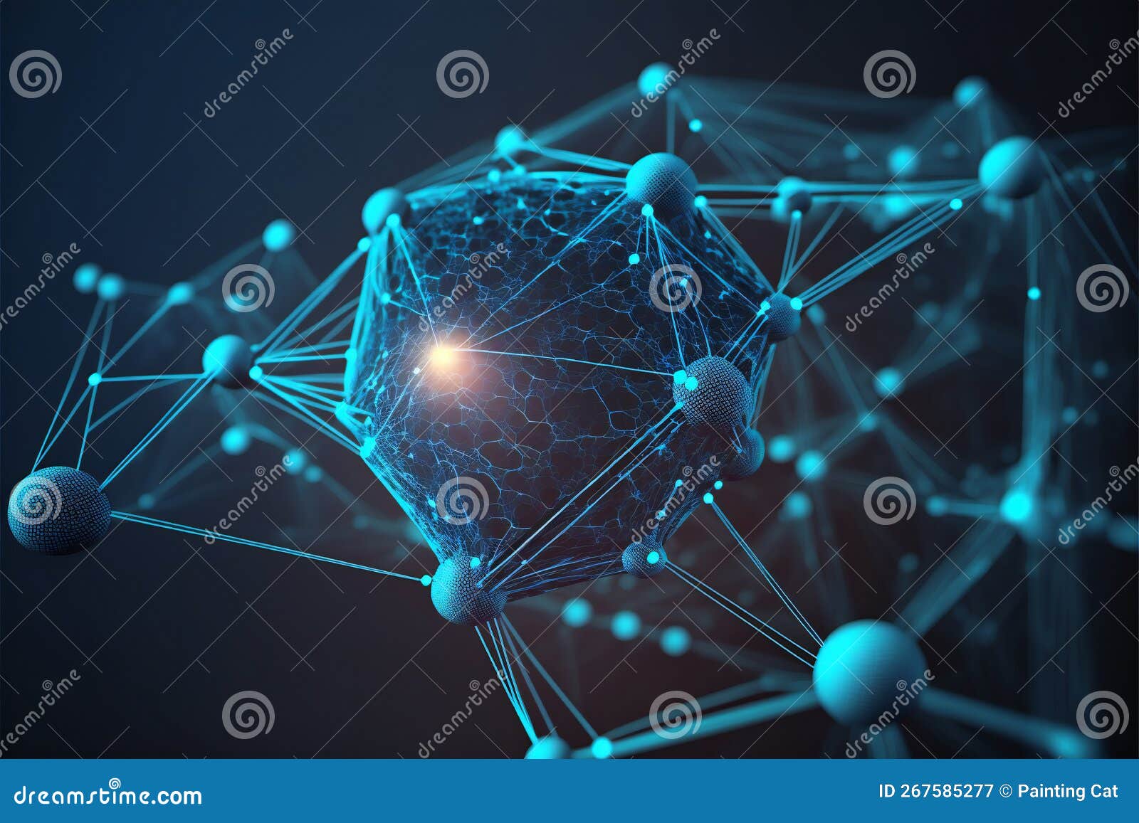 Smart Network and Connection, Creative Digital Illustration Painting ...