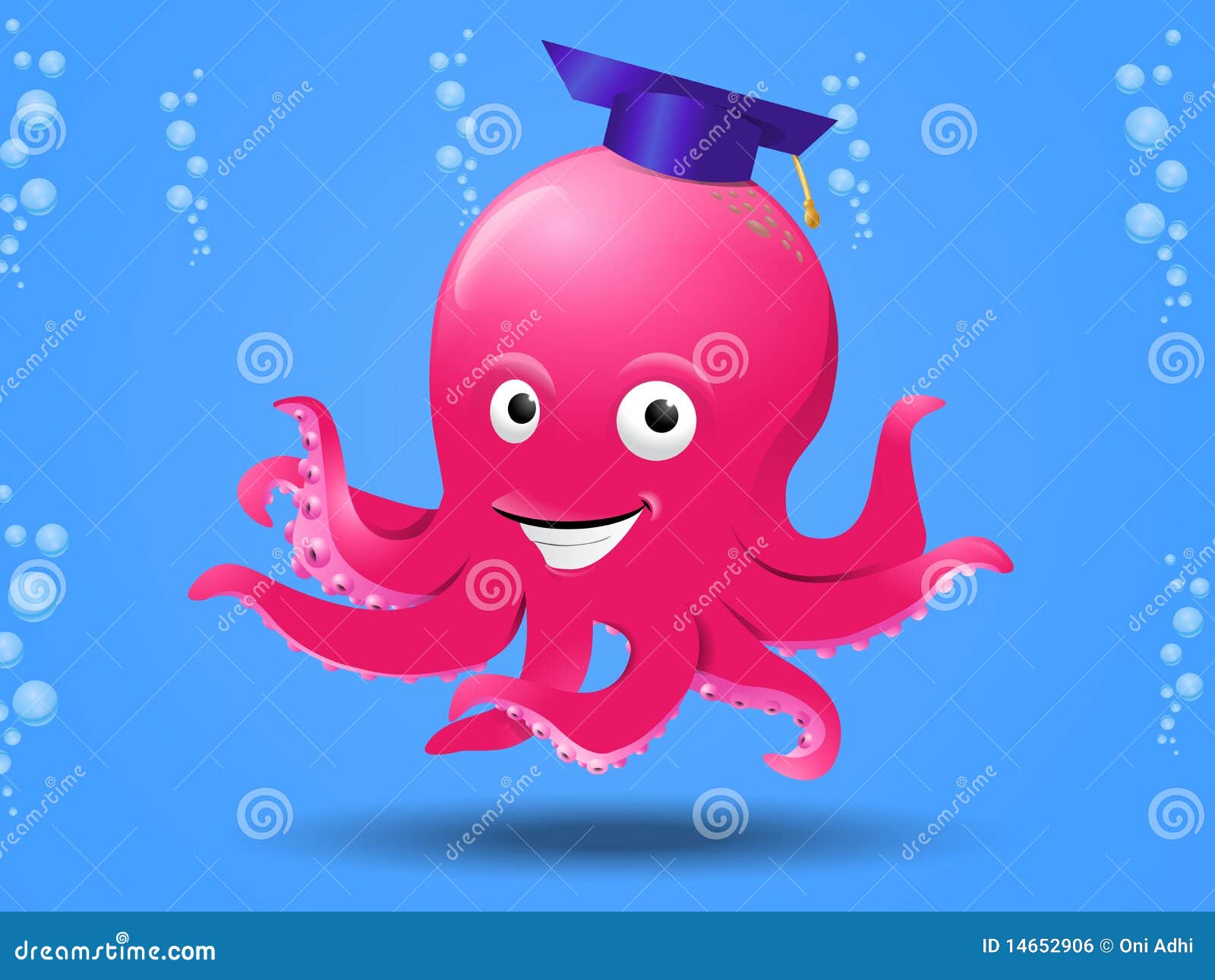 Smart octopus on sea stock illustration. Illustration of nature - 14652906