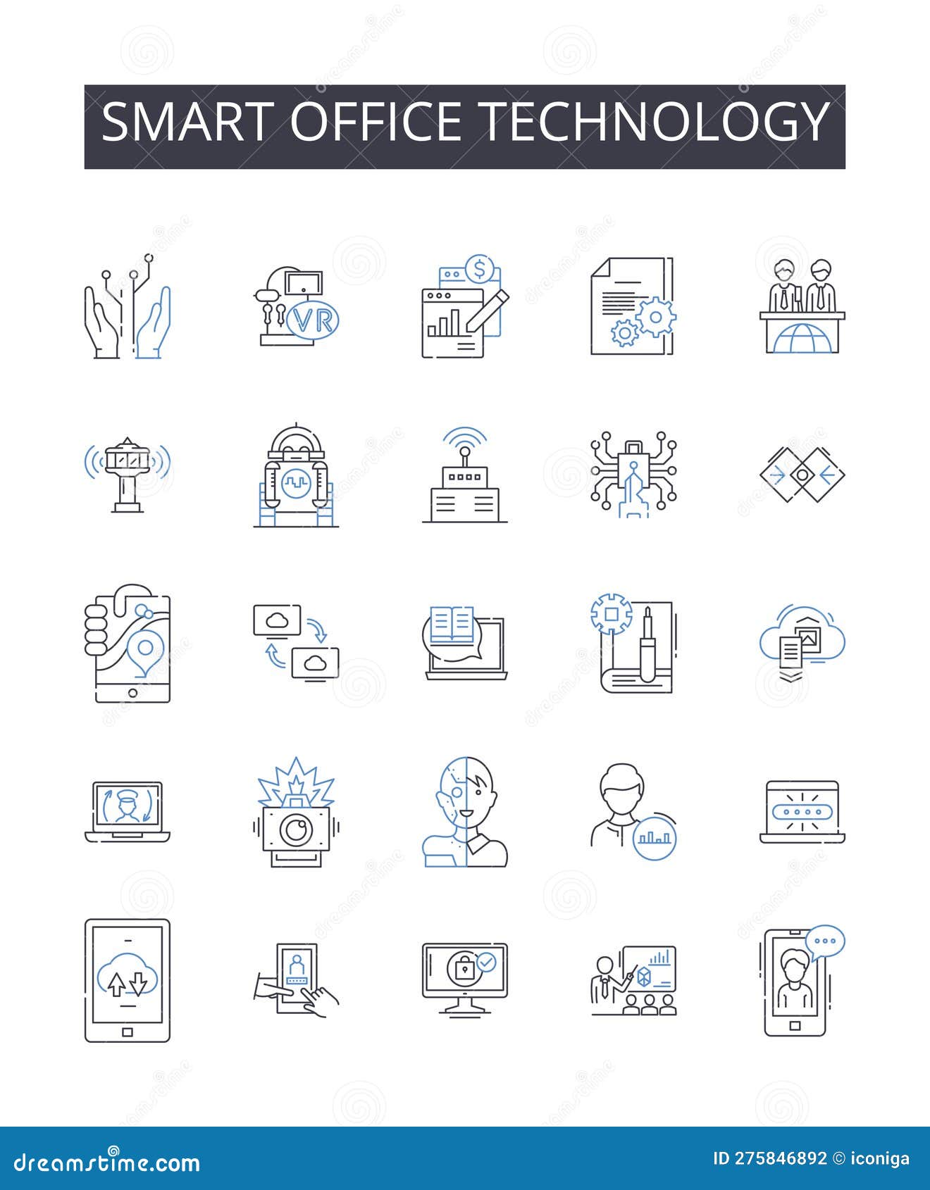 Smart Office Technology Line Icons Collection. Responsive Web Design ...