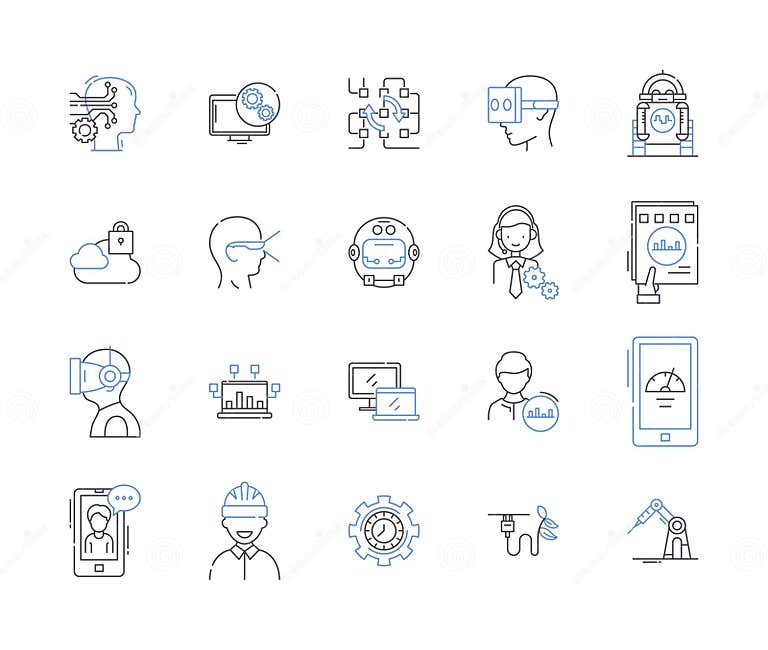 Smart Office Technology Outline Icons Collection. Smart, Office ...
