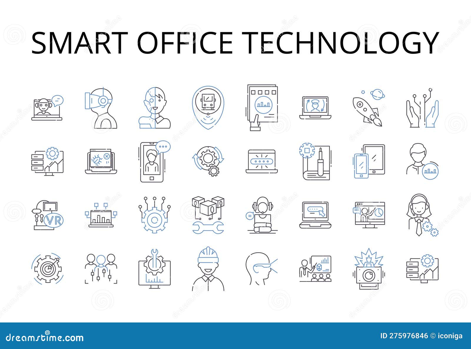 Smart Office Technology Line Icons Collection. Responsive Web Design ...