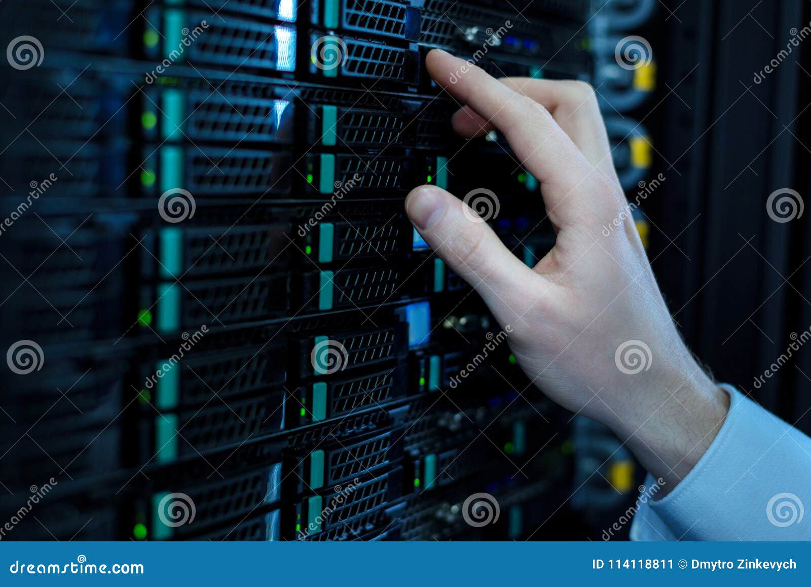 Smart Operator Pressing Right Buttons Stock Image - Image of data ...