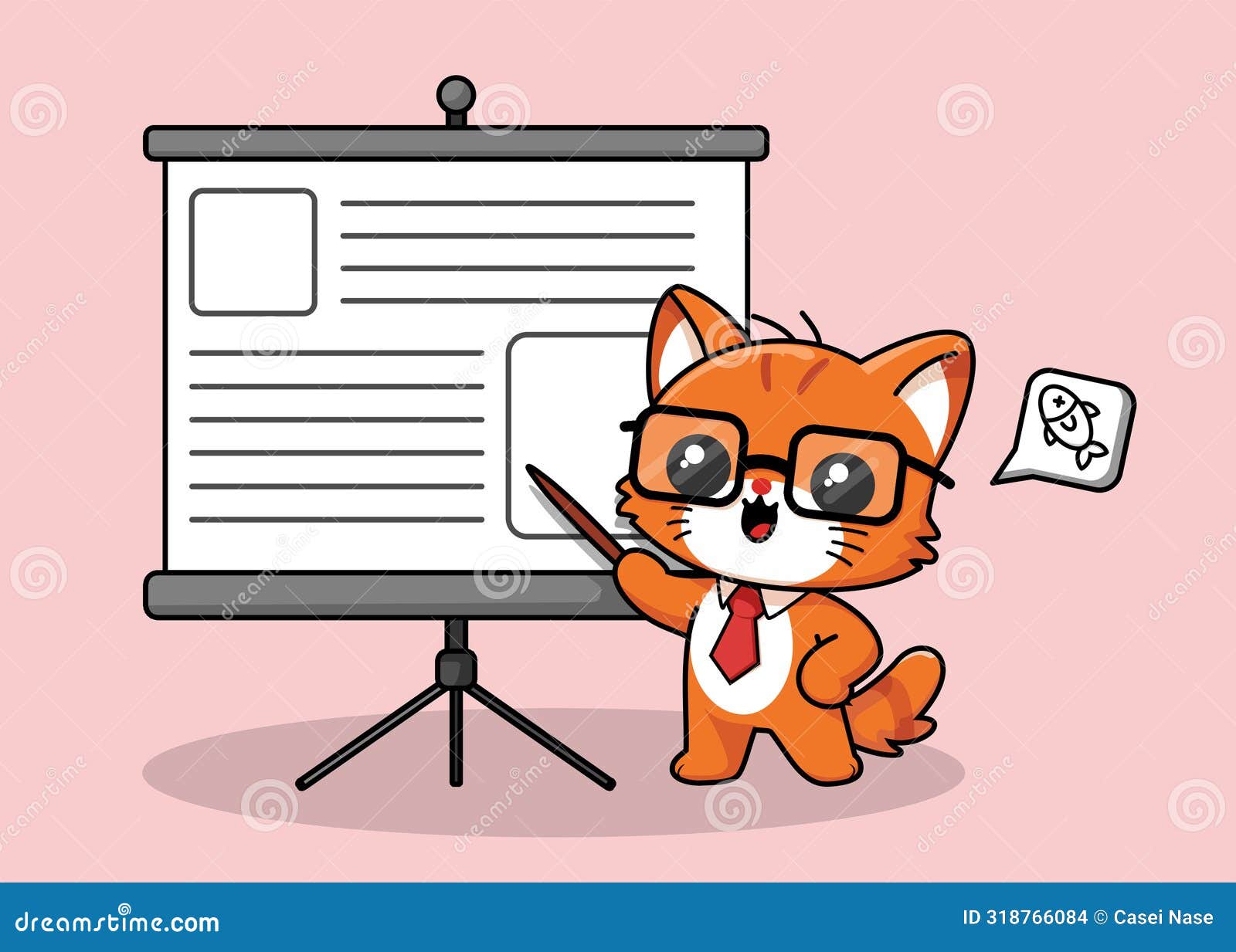 Smart Orange Cat Giving Presentation Stock Vector - Illustration of ...
