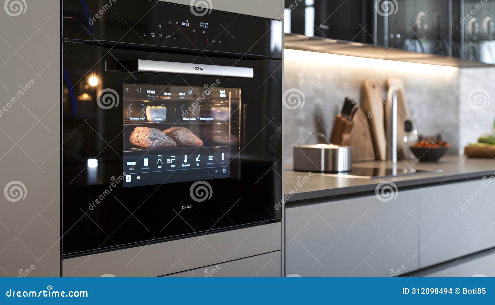 Smart Oven in a Modern Kitchen Showcasing the Oven S Touchscreen ...