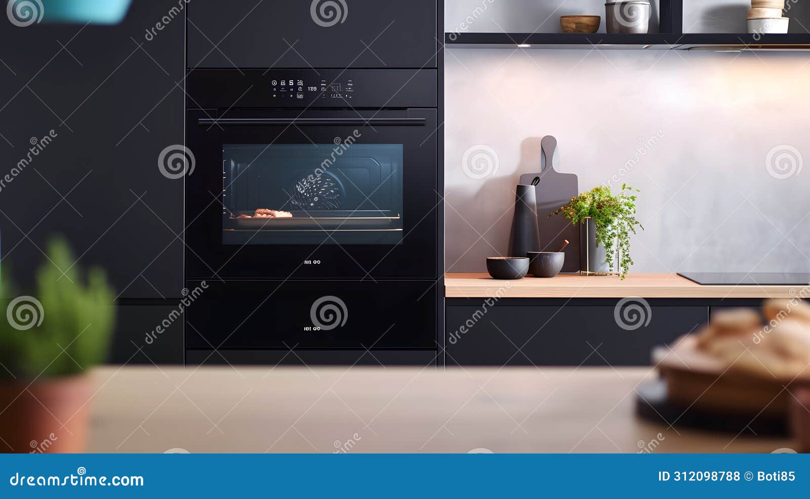 Smart Oven in a Modern Kitchen Showcasing the Oven S Touchscreen ...