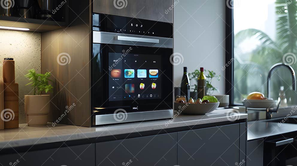 Smart Oven in a Modern Kitchen Showcasing the Oven S Touchscreen ...
