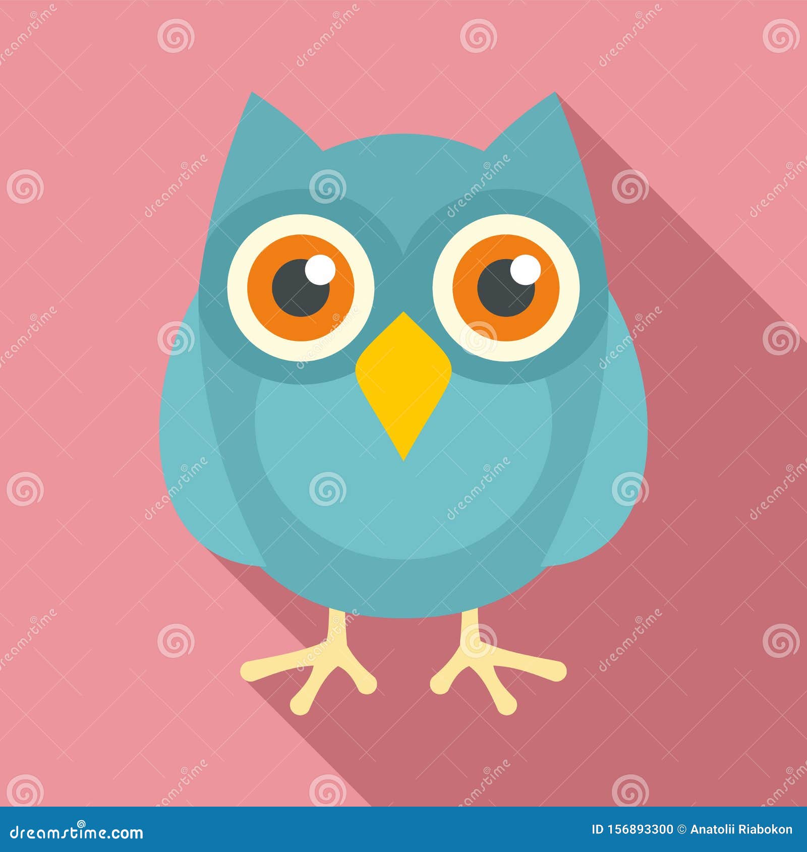 Smart owl icon, flat style stock vector. Illustration of cute - 156893300