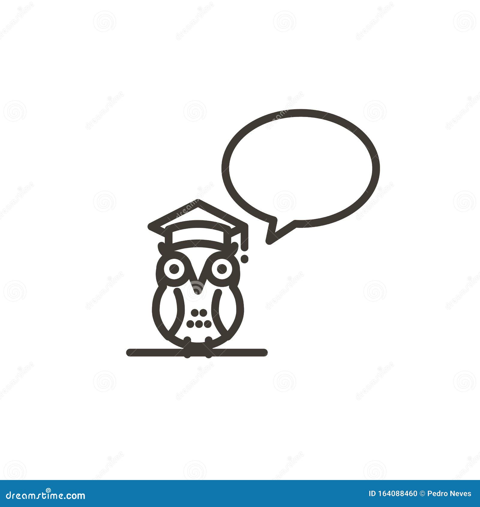 Smart Owl with a Student Academic Cap and a Speech Bubble Vector Icon ...