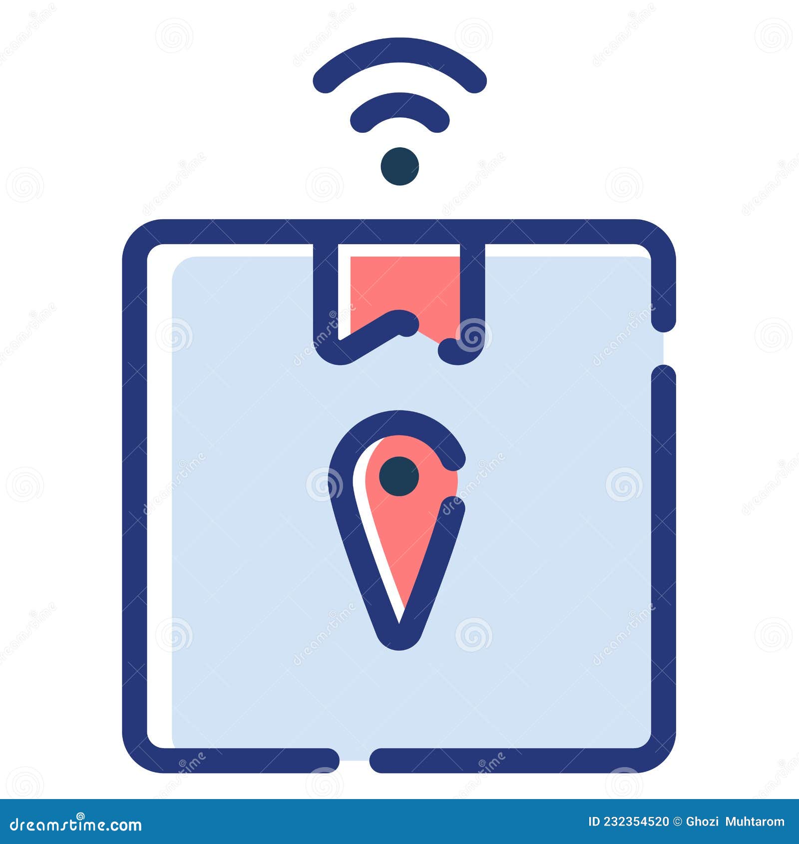 Smart Package Delivery Box Single Isolated Icon with Dash or Dashed ...