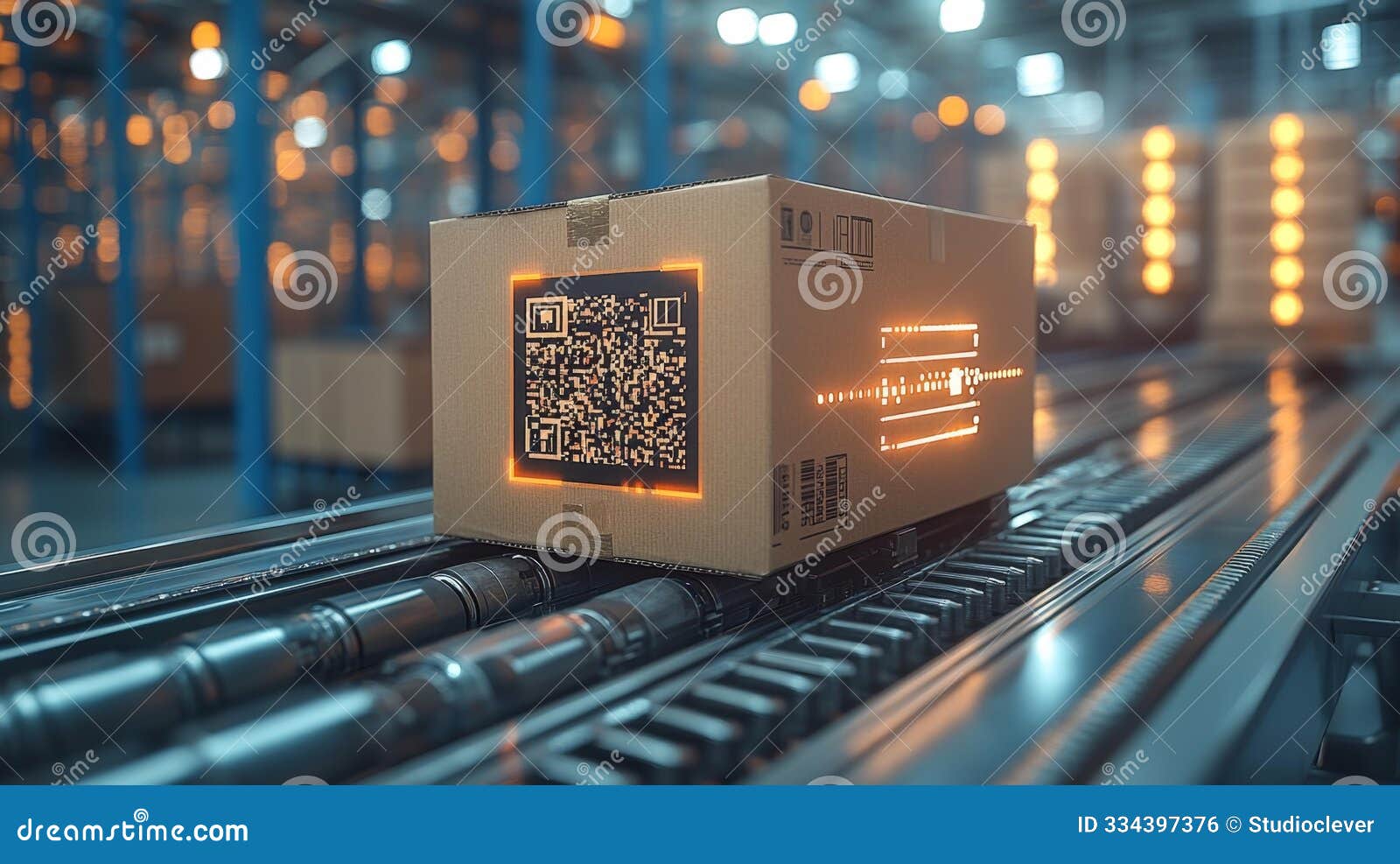 Smart Packaging Box with QR Code Generative AI Stock Illustration ...