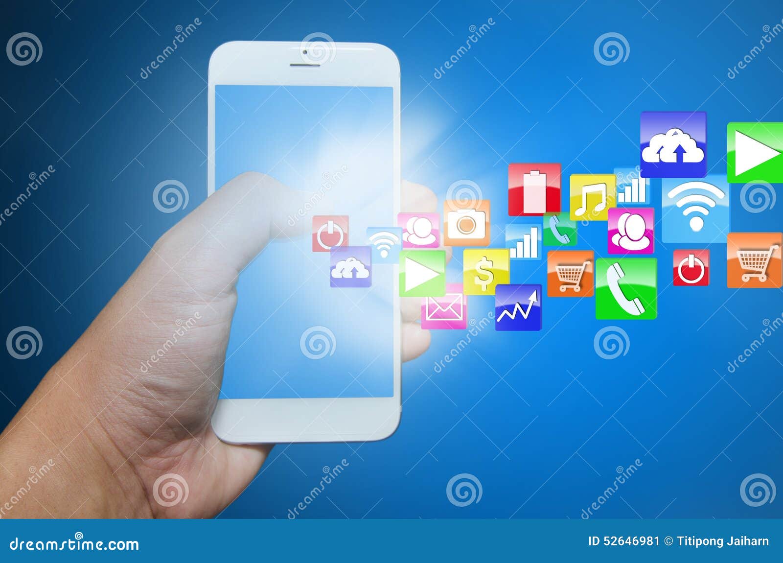 Smart Phone with Application Pop Up Stock Image - Image of button ...