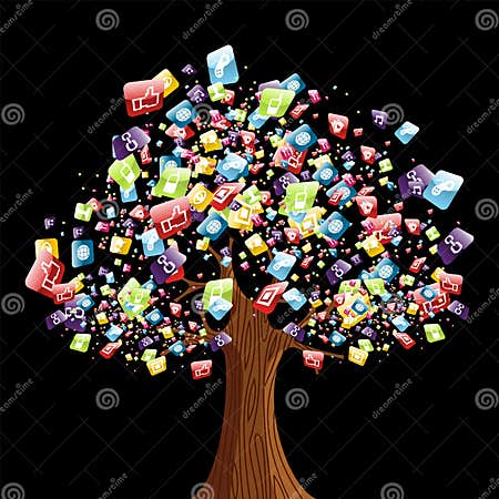 Smart Phone Application Tree Stock Vector - Illustration of graphic ...