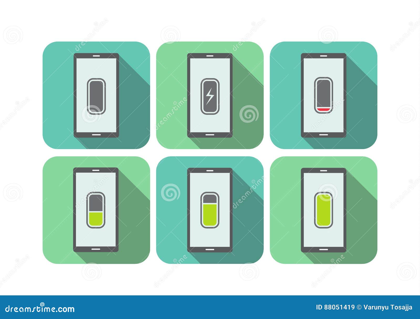 Smart Phone Battery Level Icon Teal Tone Vector Illustration Stock ...