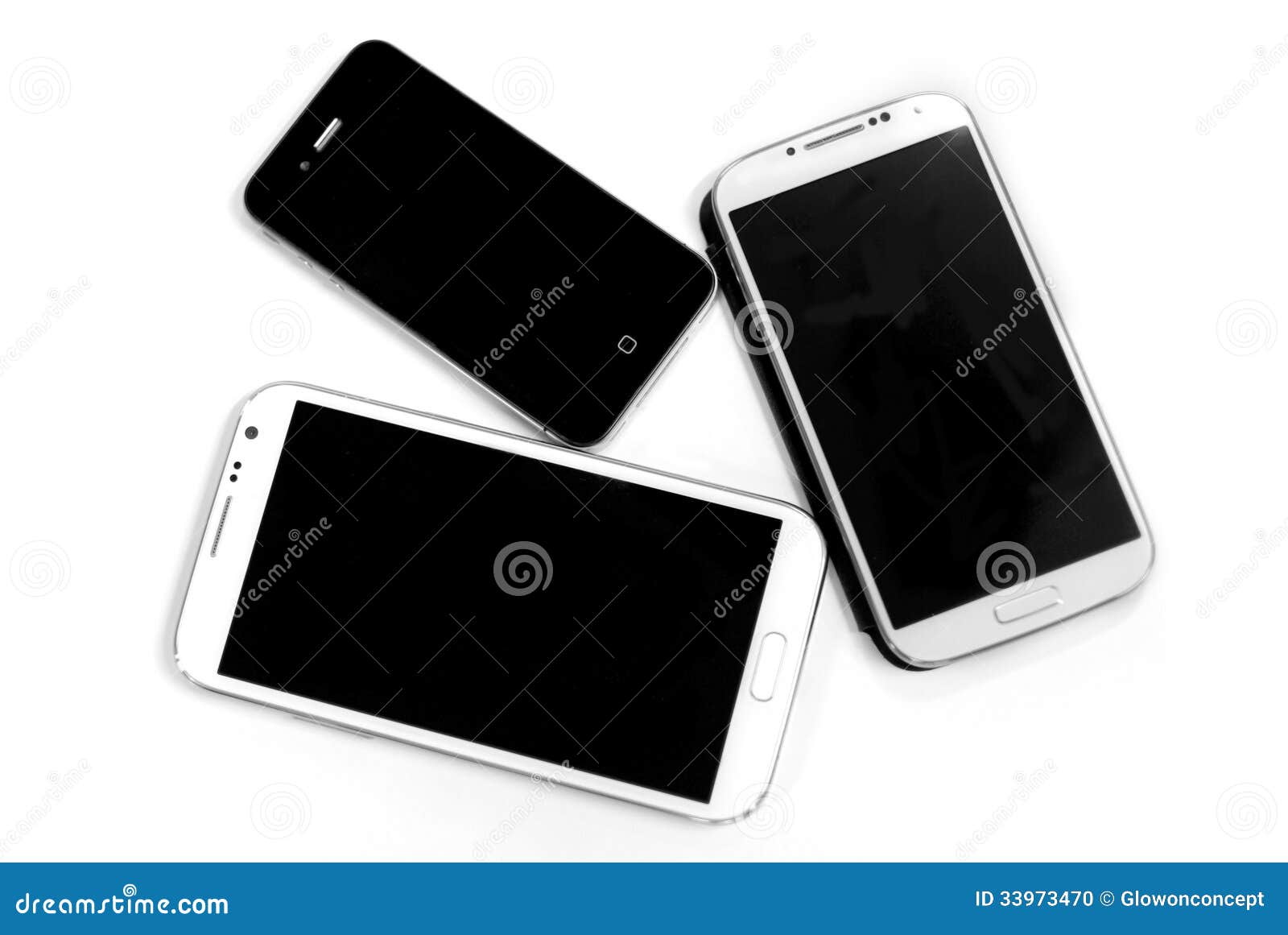 Smart Phone Black and White Different Size Isolate Background Editorial ...