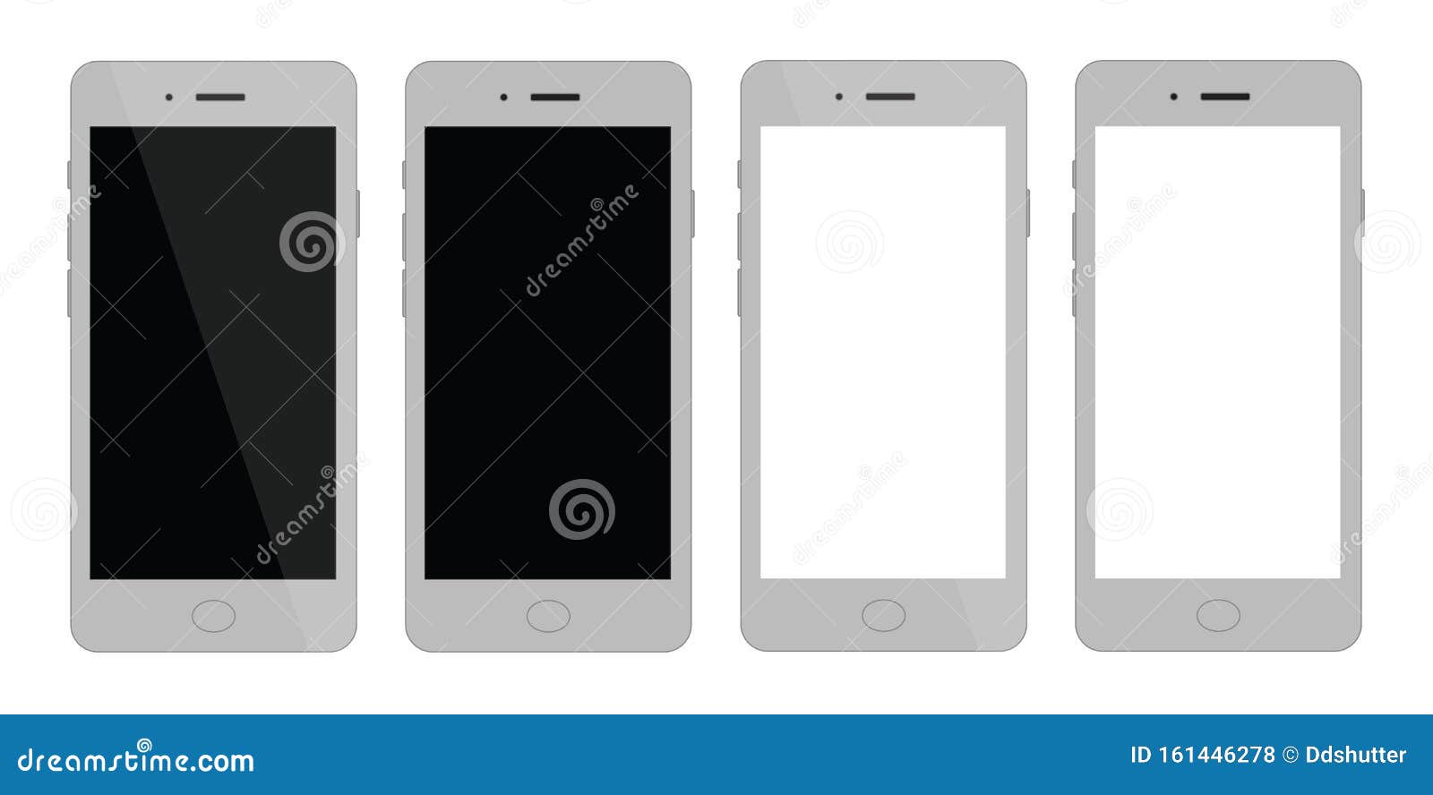 Smart Phone Blank. Smartphone with Blank Display. Four Variations ...