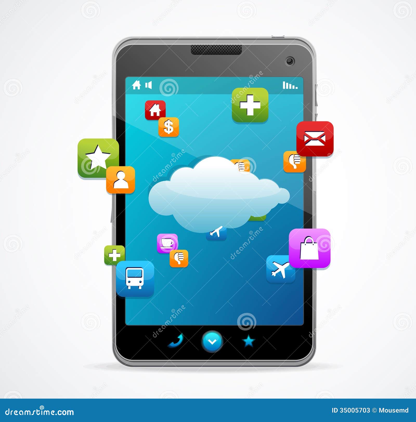 Smart Phone with Blue Screen Stock Vector - Illustration of application ...