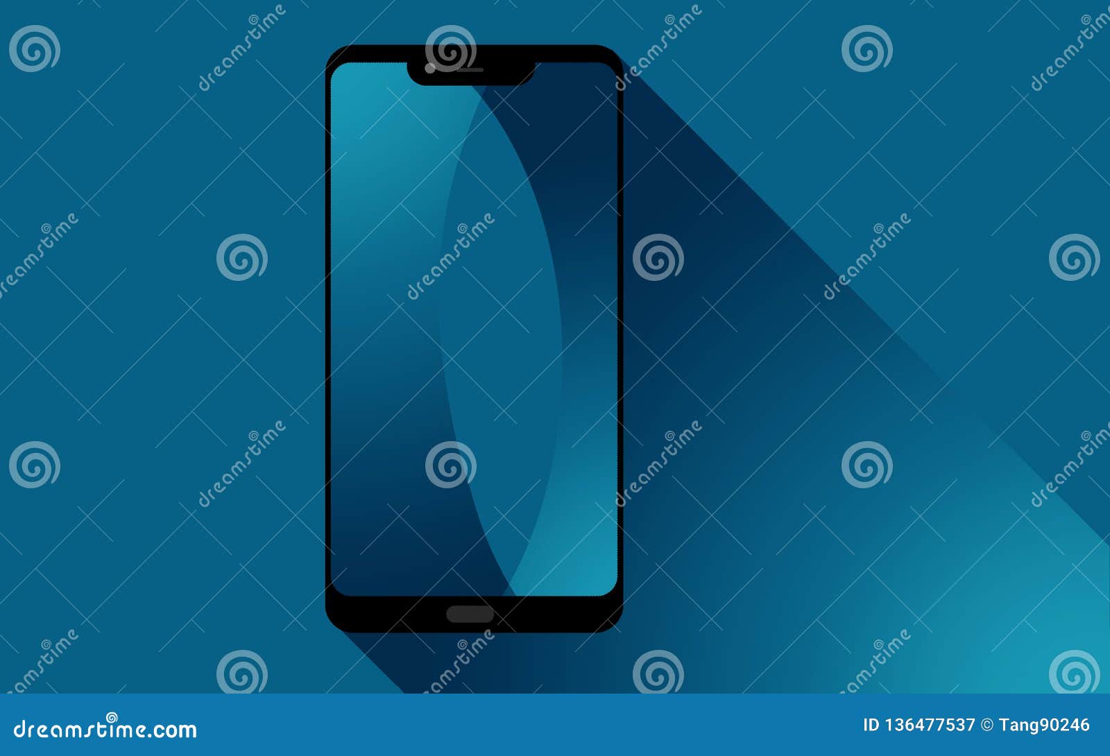 Smart Phone with Blue Screen Stock Illustration - Illustration of blank ...